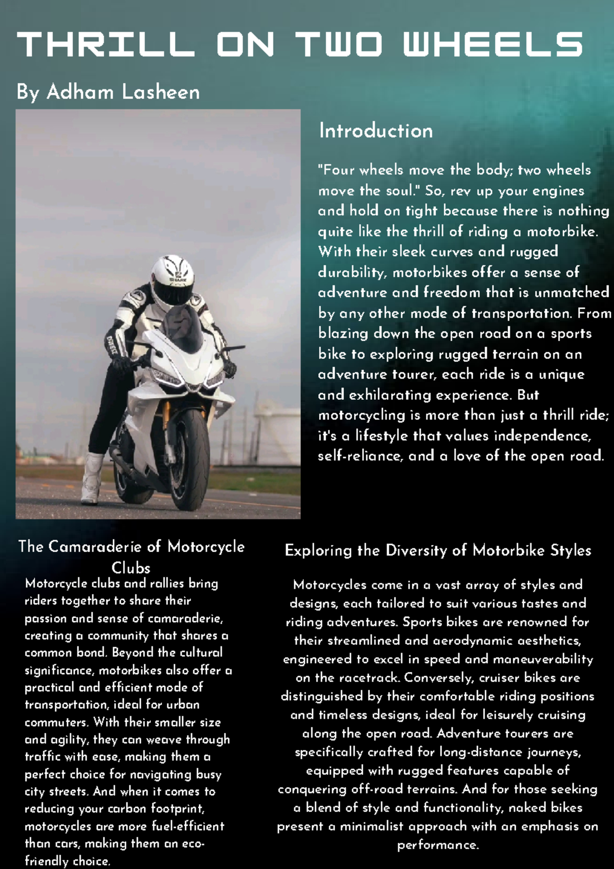 White Elegant Minimalist About Article Page Layout A4 Document - T H R ...