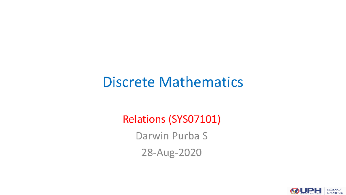 Relations SYS07101 - mate - Discrete Mathematics Relations (SYS07101 ...