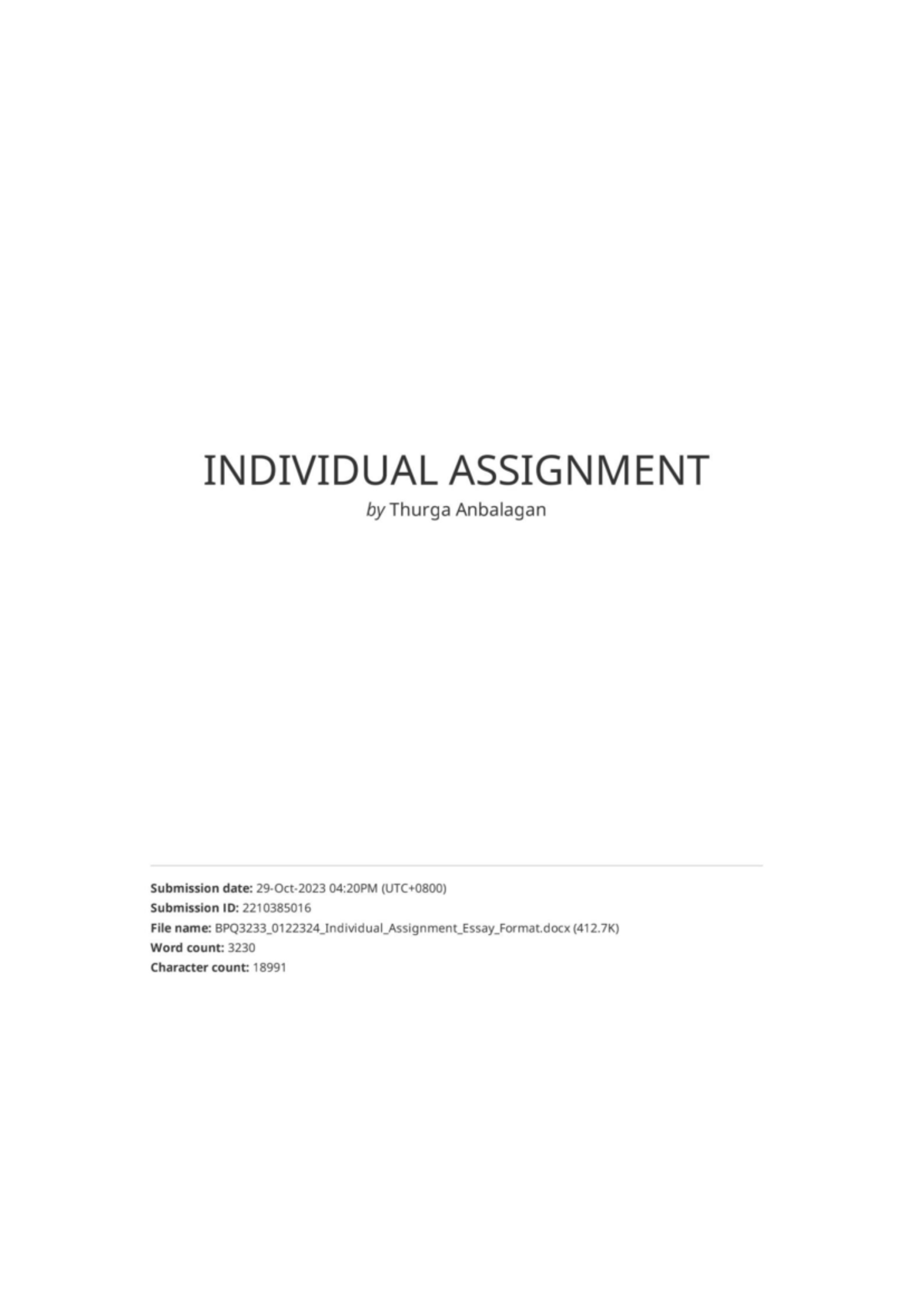 [PC21077 ] [ Thurga Anbalagan] BPQ3233 012324 Individual Assignment ...