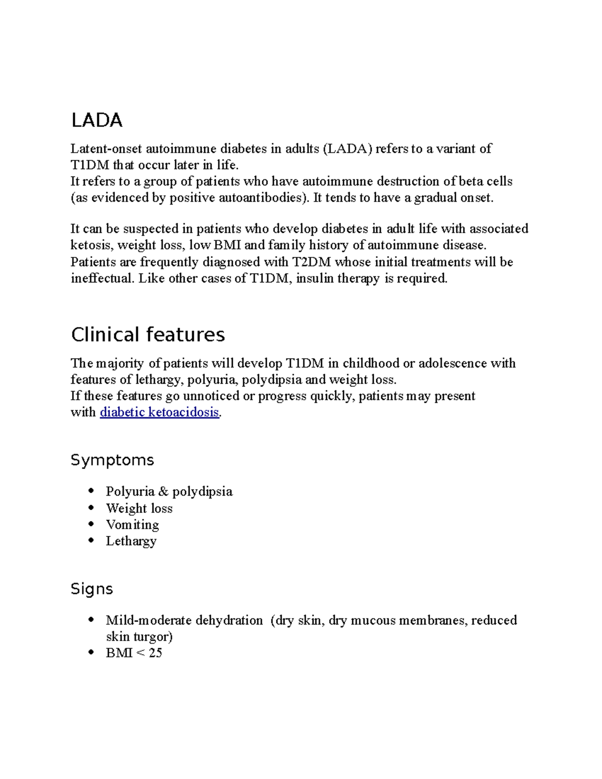 LADA (type 1 diabetes) - Lecture notes 1 - LADA Latent-onset autoimmune ...