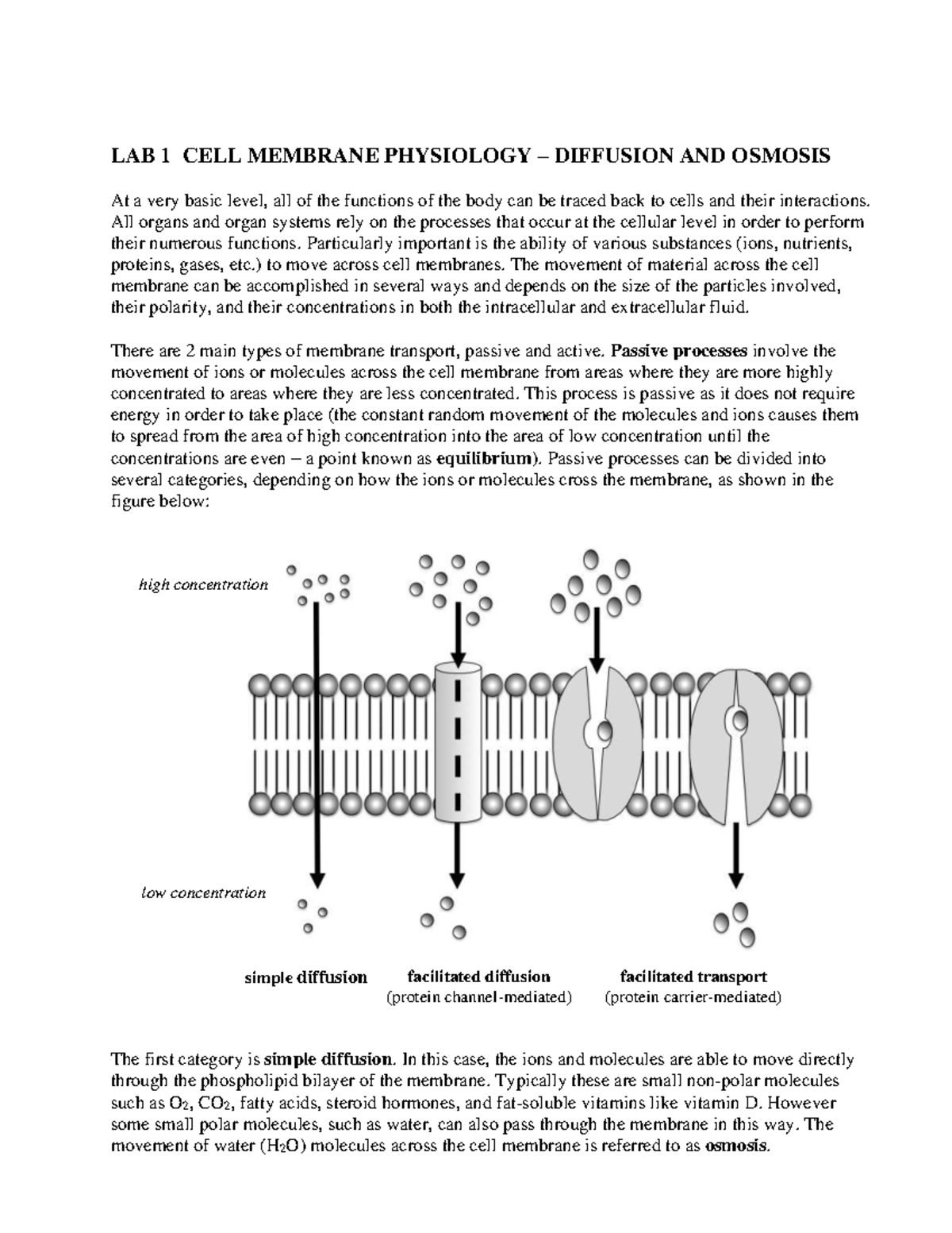 Lab Manual - Lab 1 - Cell Membrane Physiology 1 - LAB 1 CELL MEMBRANE ...
