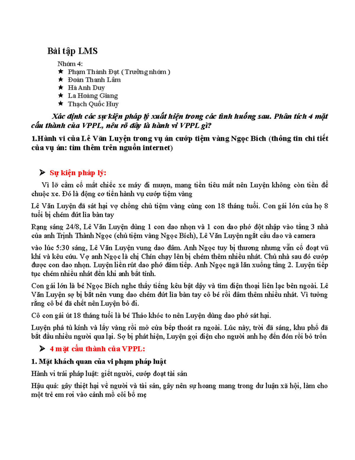 Bài tập LMS - LMS - Bài tập LMS Nhóm 4: Phạm Thành Đạt ( Trưởng nhóm ...