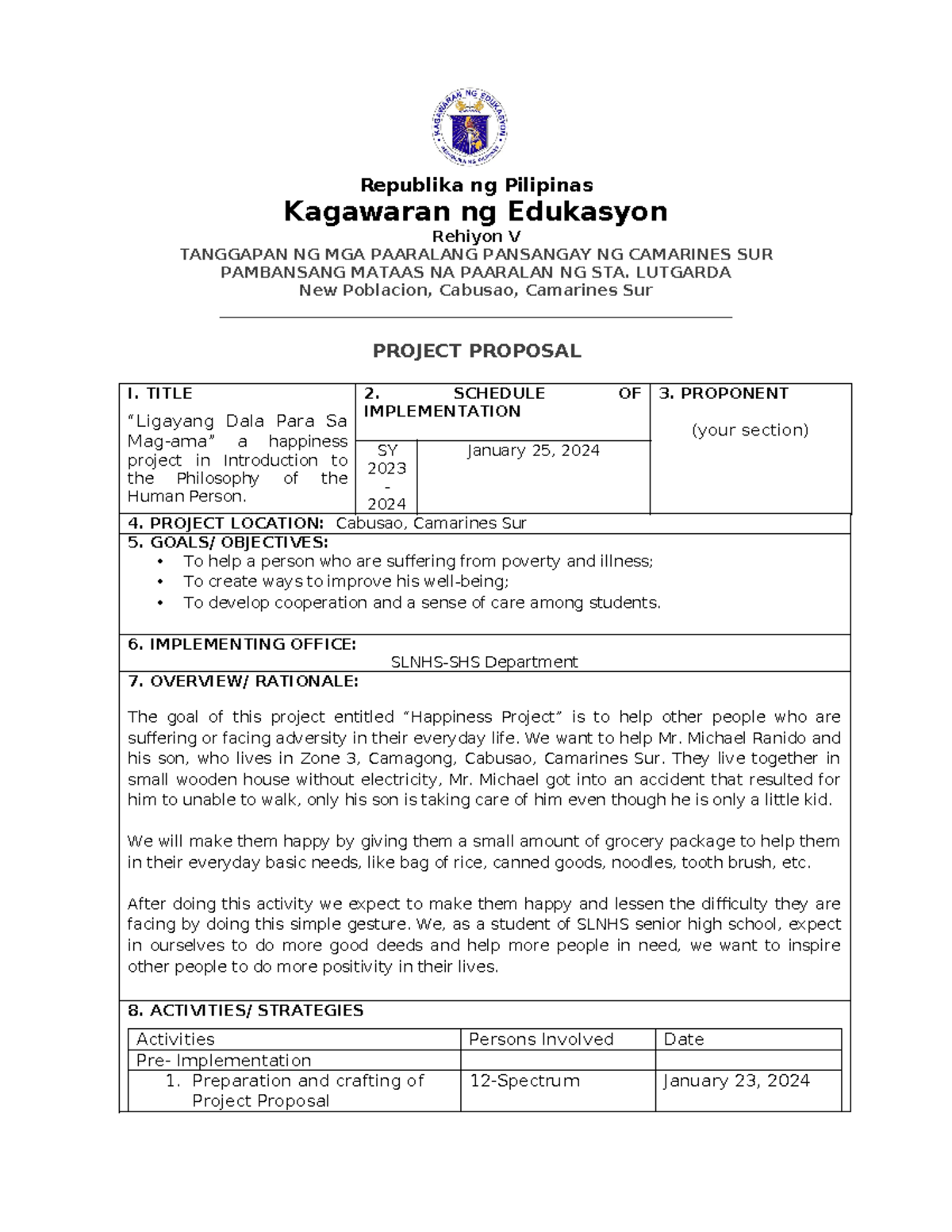 Proposal-Template - Republika ng Pilipinas Kagawaran ng Edukasyon ...