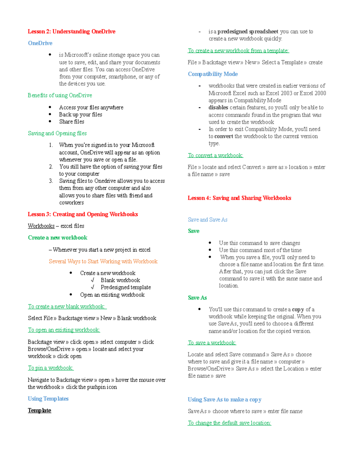 I.T.-Reviewer-excel (2) 014915 - Lesson 2: Understanding OneDrive ...