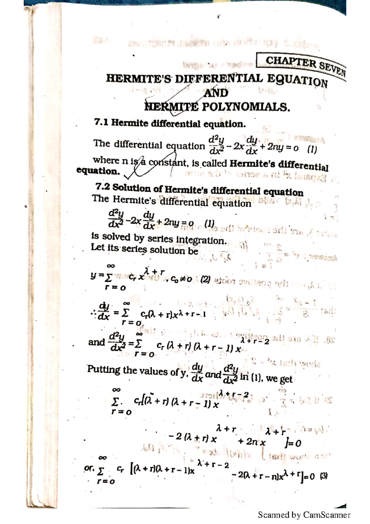 Hermite's DE - Book - Differential Equations and Special Functions - Studocu