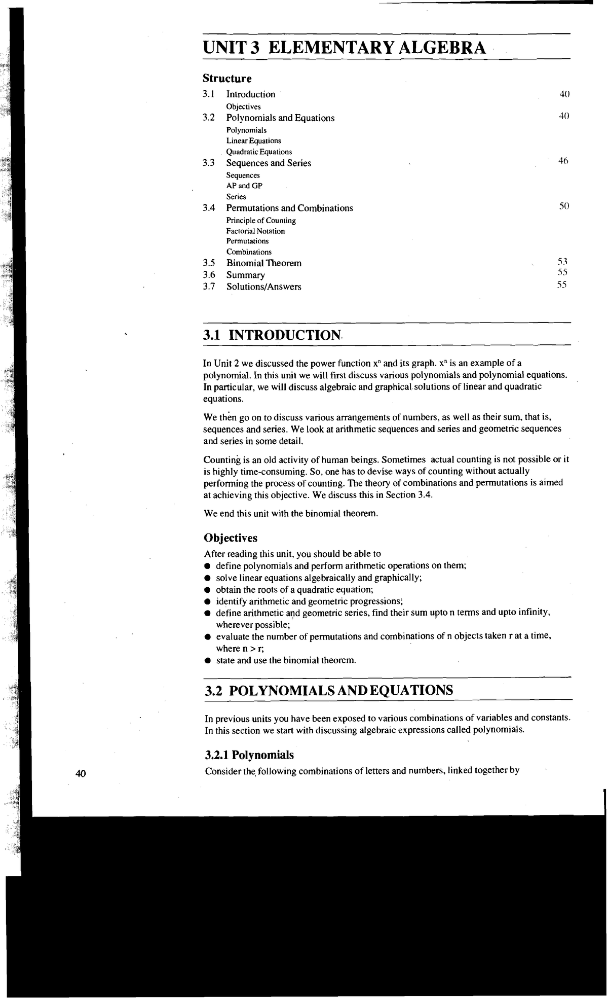 Unit3 Elementary Algebra This Is A Lecture Note On Elementary