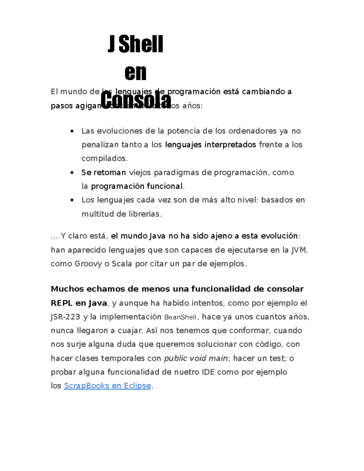 J Shell en Consola - Investigacion para un informe - El mundo de los ...