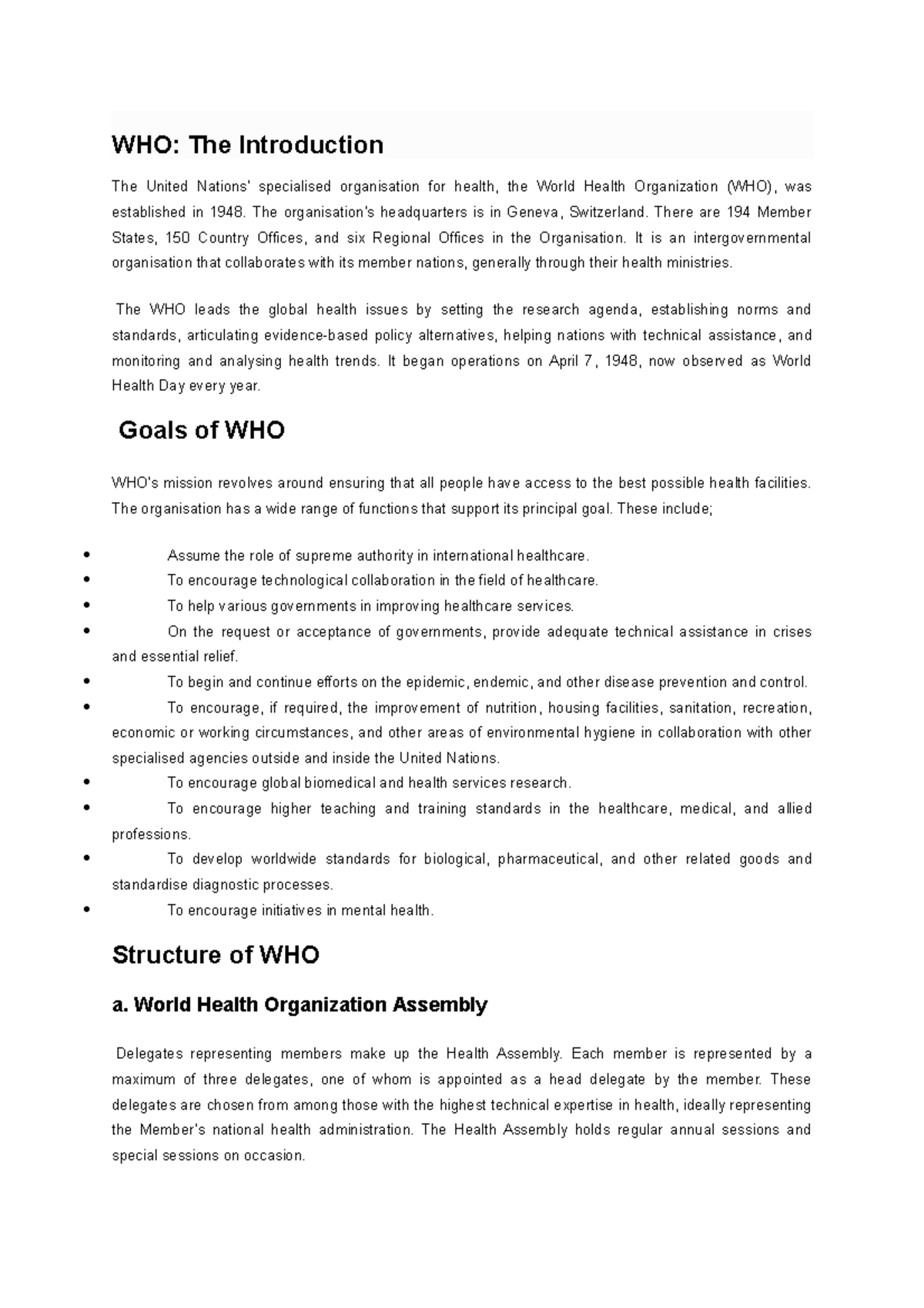 WHO - ...... - WHO: The Introduction The United Nations’ specialised ...