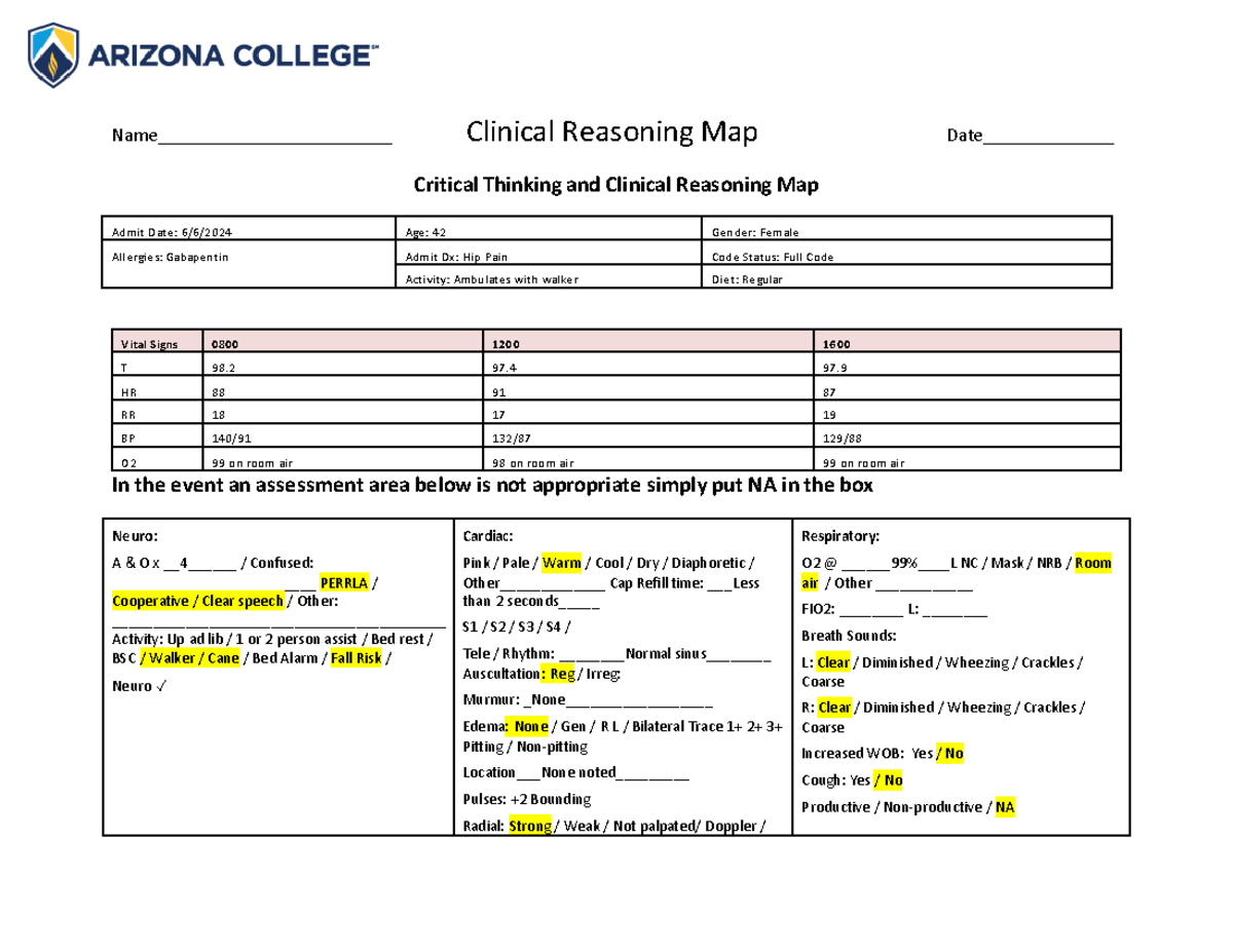 Critical Thinking Map Adult Health(1) (Repaired)-1 - Critical Thinking ...