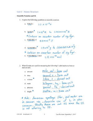 Workbook - Unit 2 - Periodic Table Answer Key - CH1120 - Studocu