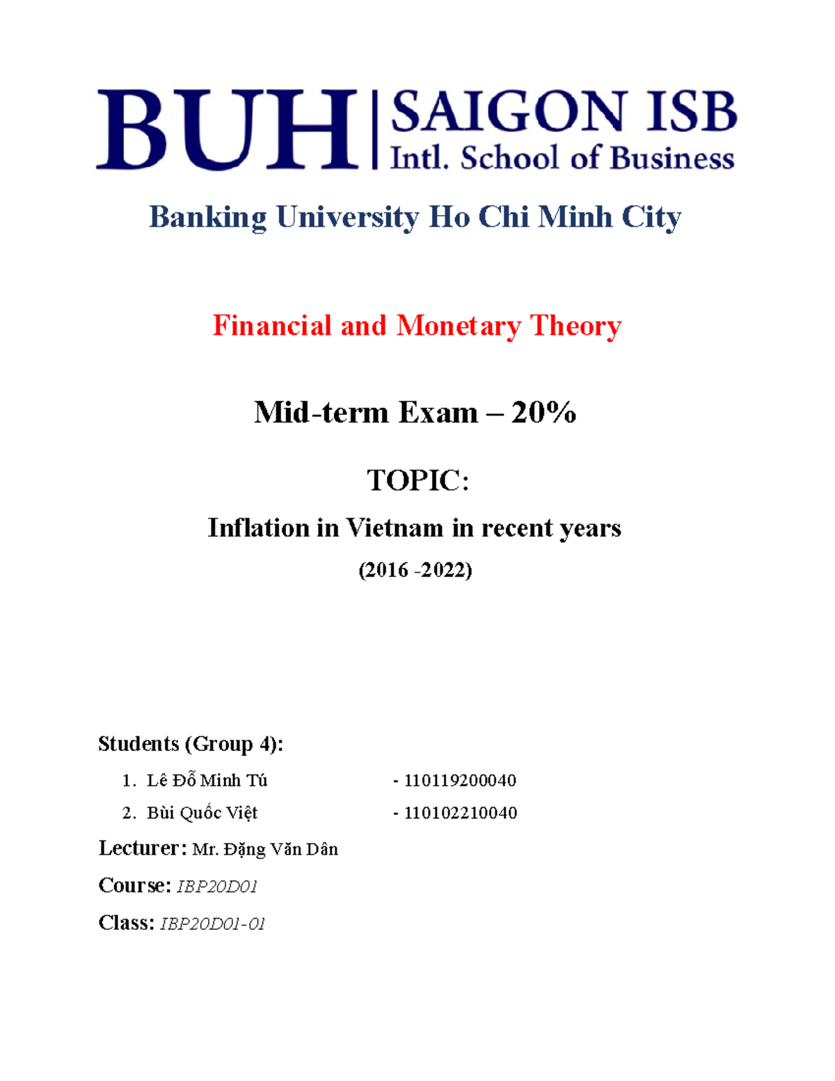 Mid-term essay IBP20D01-01 - Financial and Monetary Theory - Studocu