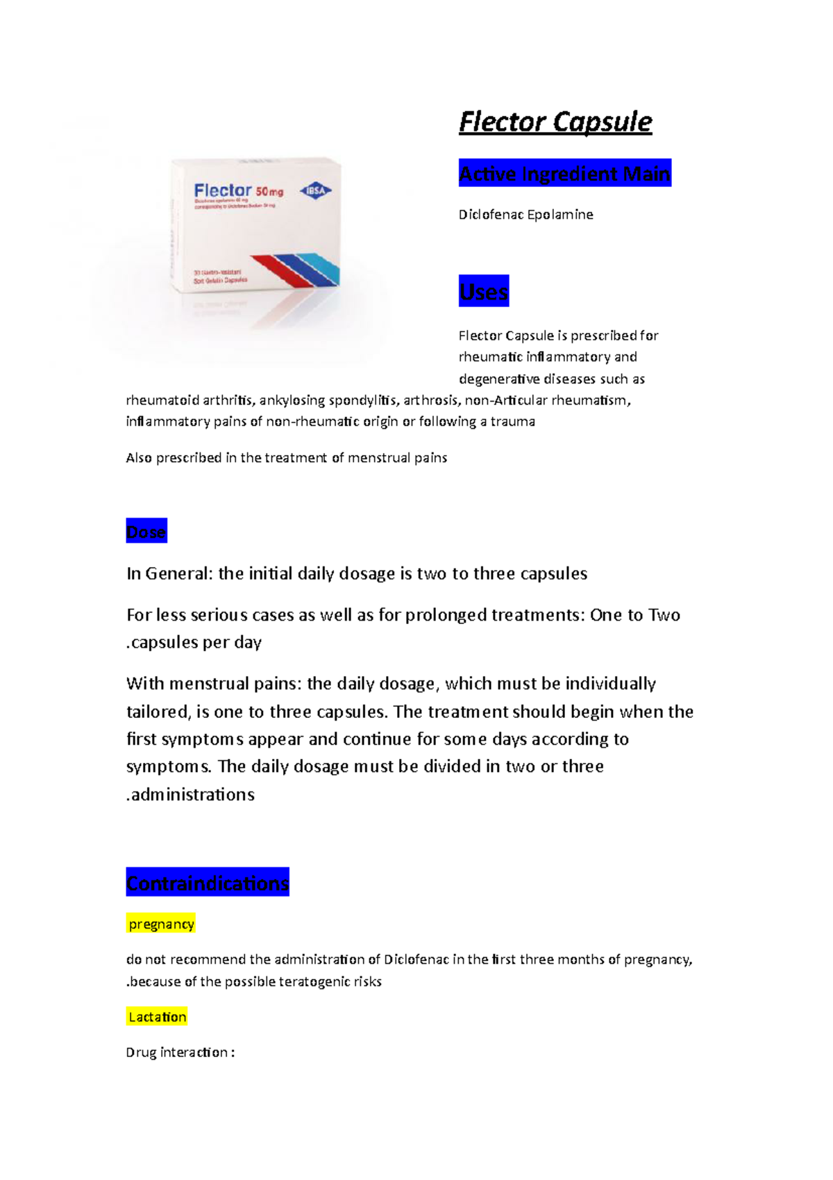 Flector Capsule - Flector Capsule Active Ingredient Main Diclofenac ...