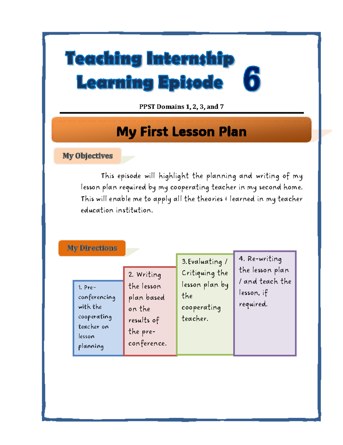 Episode 6 My First Lesson Plan - PPST Domains 1, 2, 3, and 7 This episode will highlight the ...