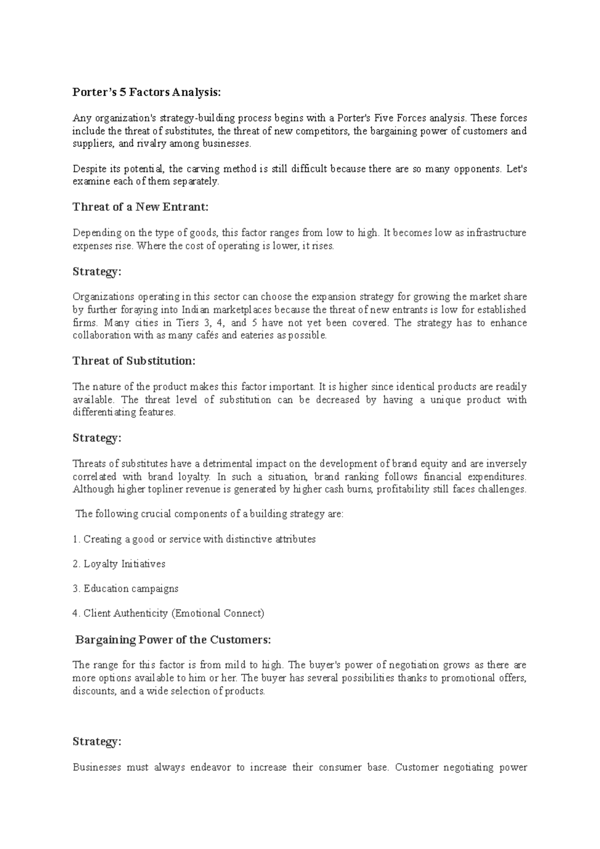 19231066 - Ahnaf Showmik - Porter’s 5 Factors Analysis: Any organization's strategy-building ...