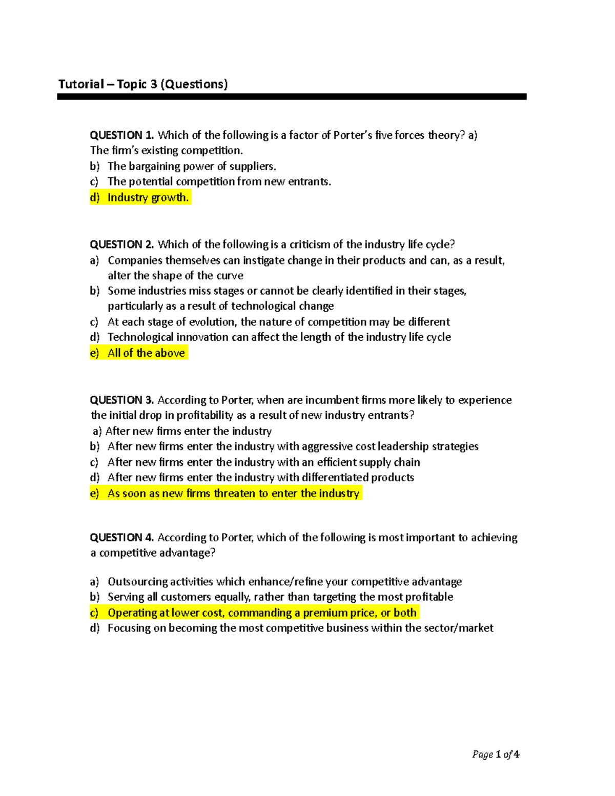 Tutorial (Q) Topic 3 – Industry Analysis - Tutorial – Topic 3 ...