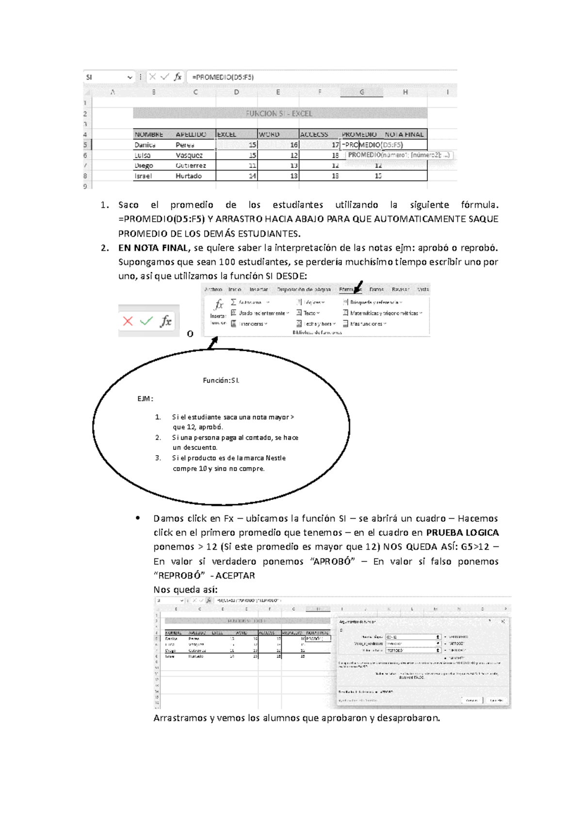 CAP 3 Funcion SI - AA1 - Saco el promedio de los estudiantes utilizando ...