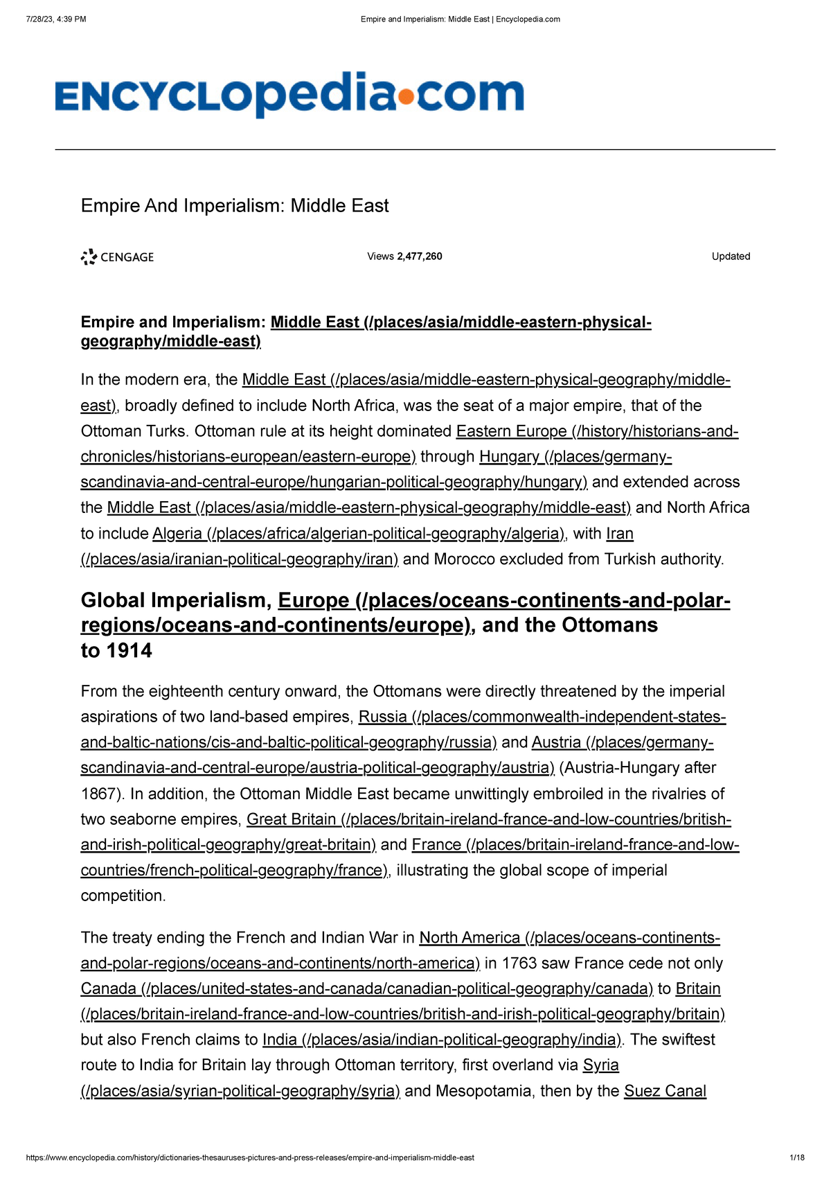 Empire and Imperialism - Middle East - Empire and Imperialism: Middle ...