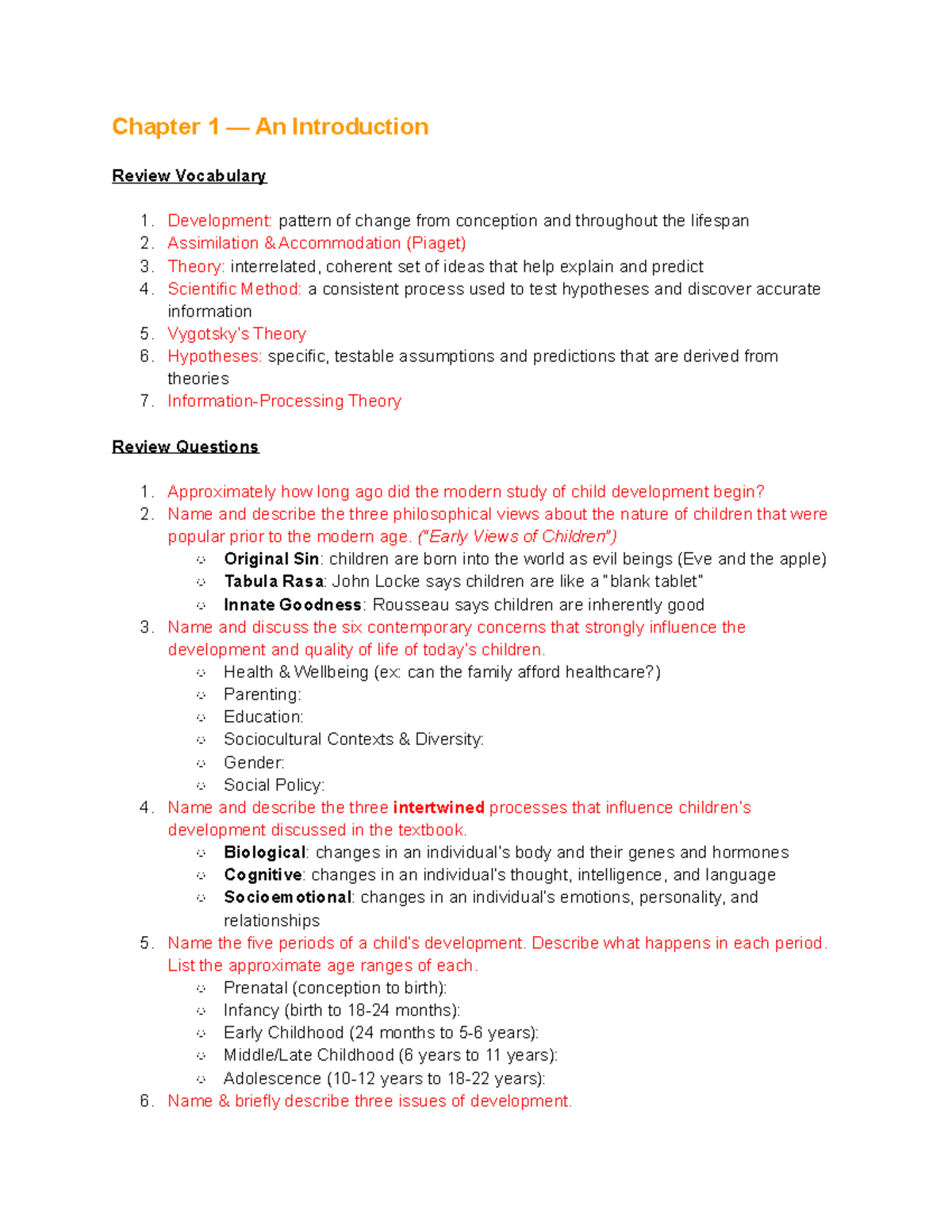 Chapter 1 — An Introduction Notes and Review - Chapter 1 An ...