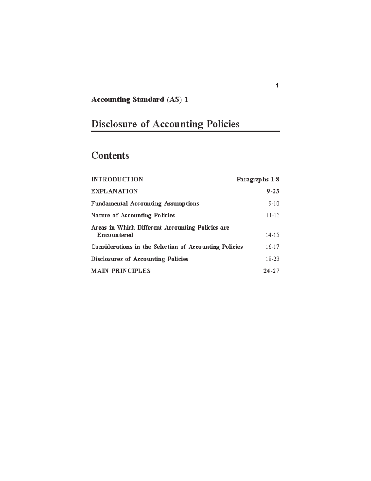 AS 1 - Disclosure of Accounting Policies Accounting Standard (AS ...