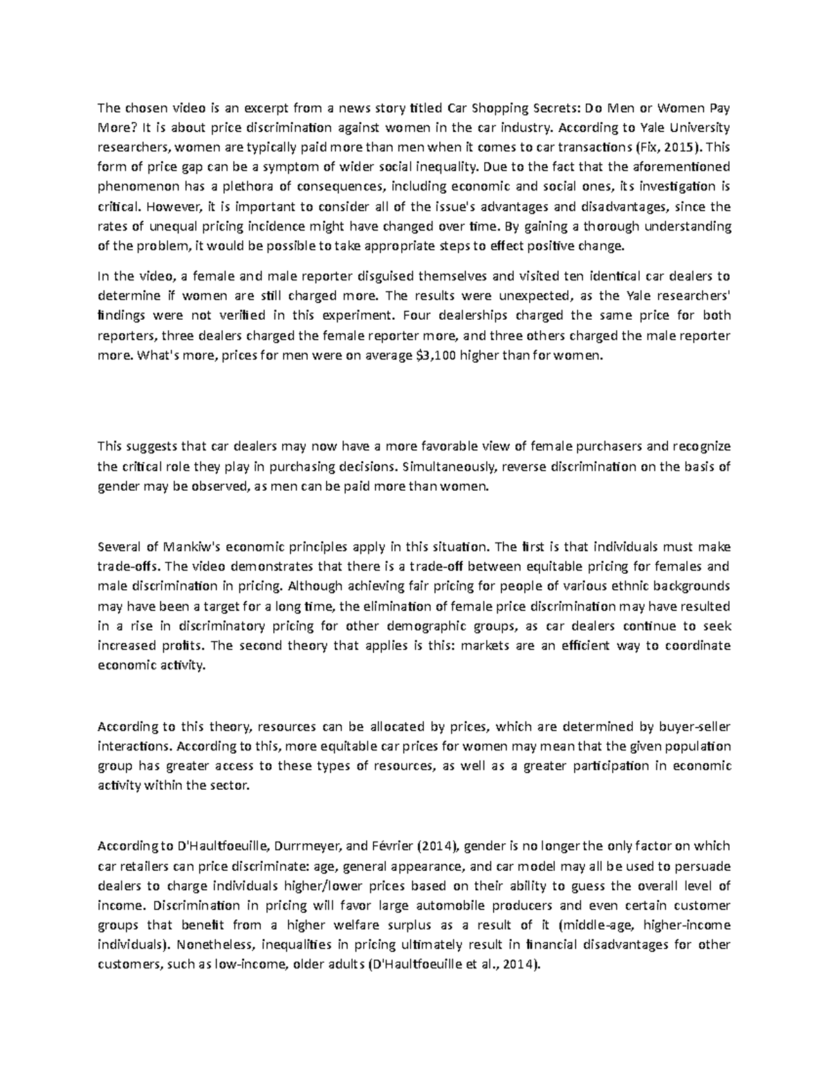 6 - Free Writing Essay Sample by a College Student - The chosen video ...