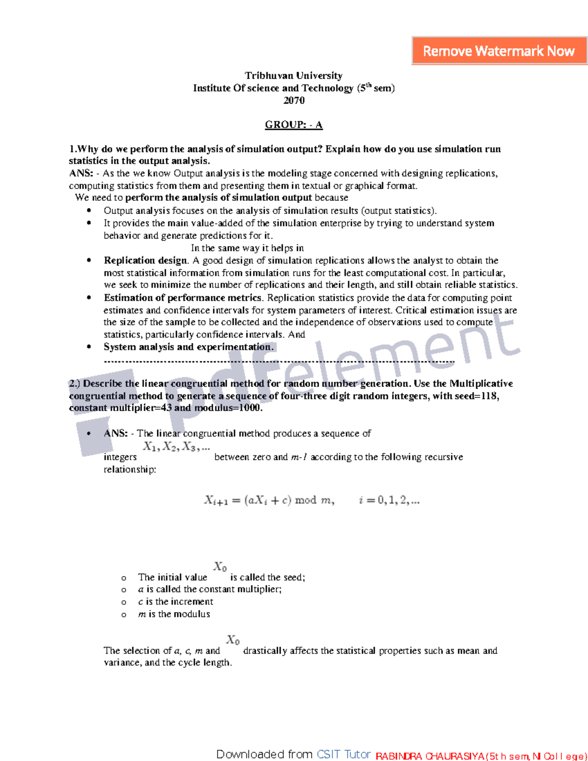 Simulation and Modelling Old Question Solution 2070 - Tribhuvan ...