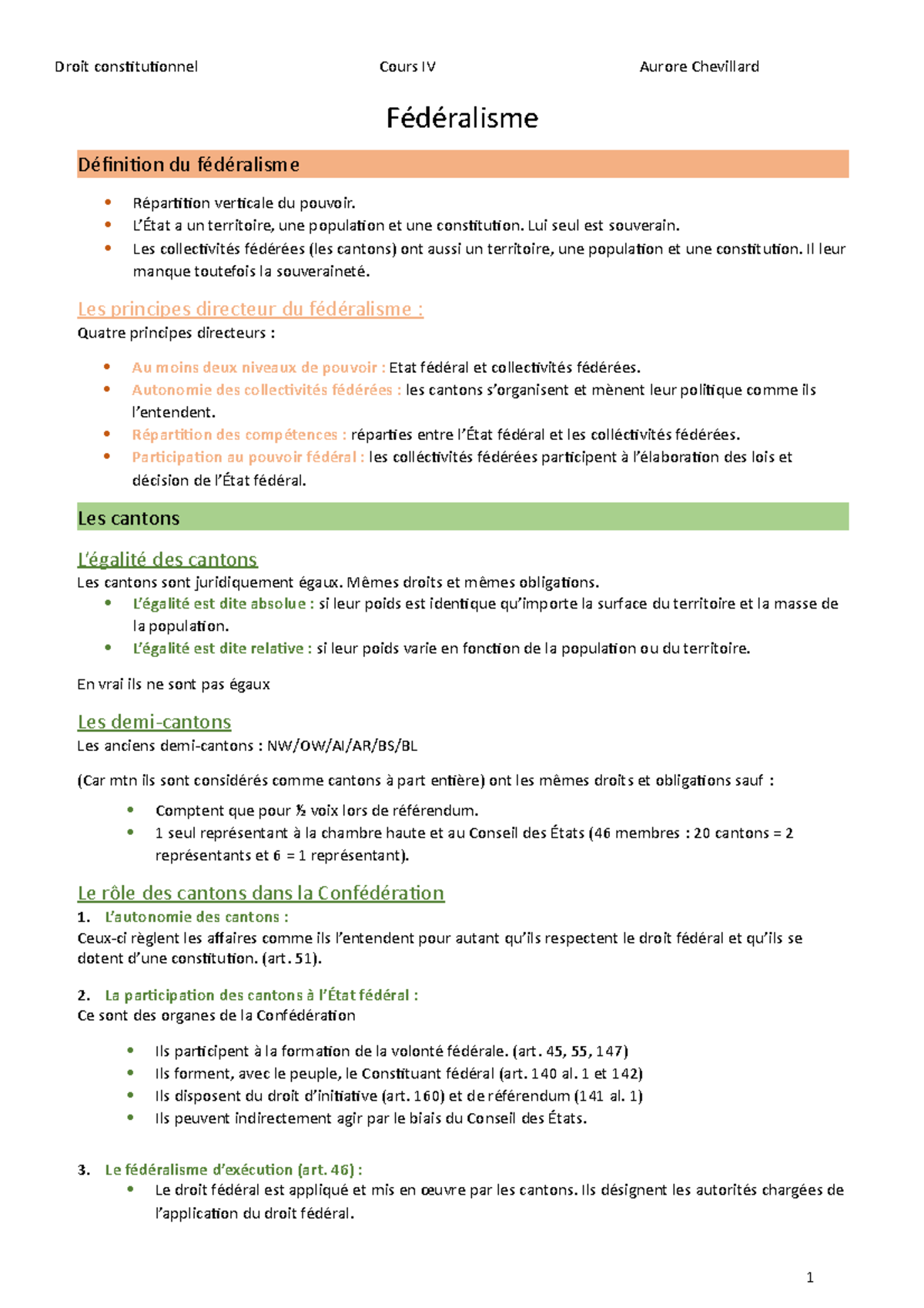 Cours IV Fédéralisme - Fédéralisme Définition du fédéralisme ...