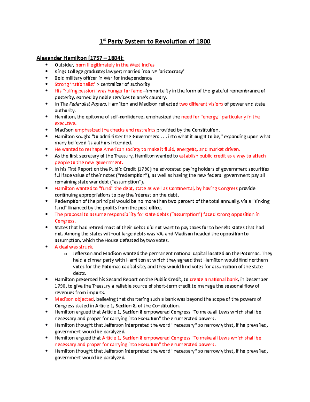 1st Party System to Revolution of 1800 - 1 st Party System to ...