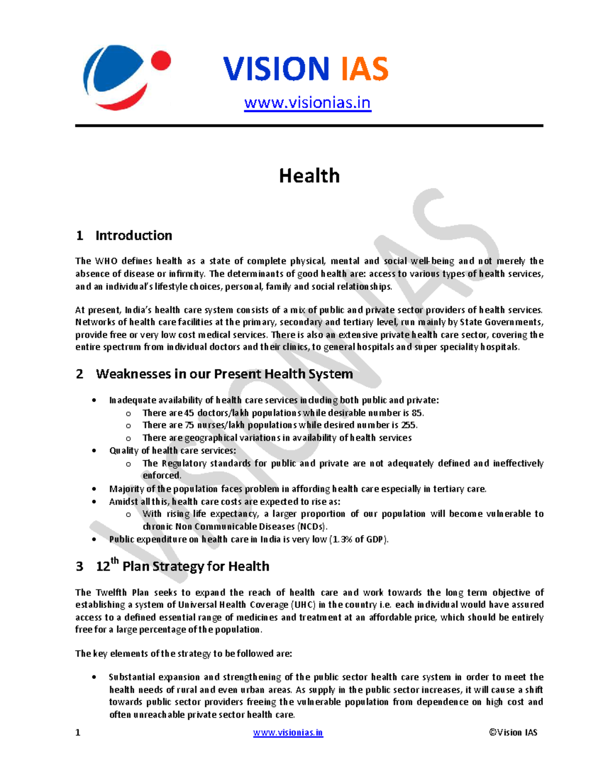 Health and constitution - VISION IAS visionias Health 1 Introduction ...