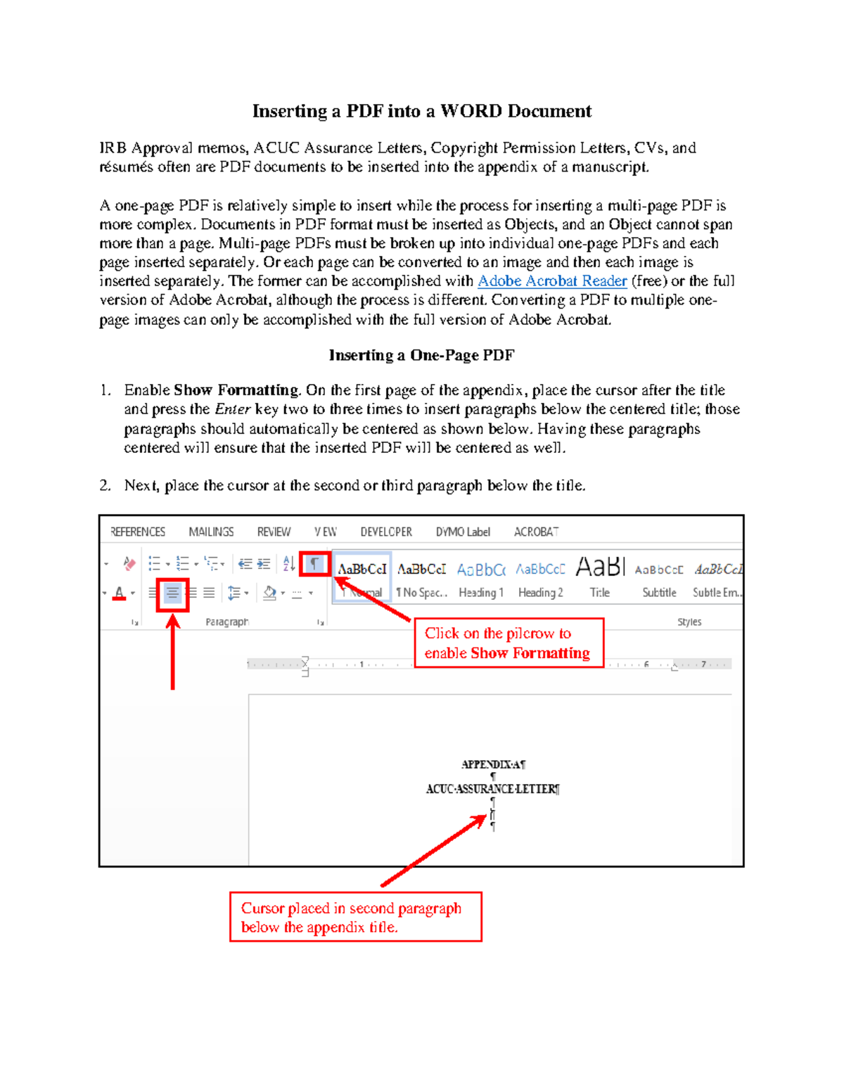 How To-Inserting a PDF into a WORD Doc Via PDF or Image - CIS 103 - Studocu