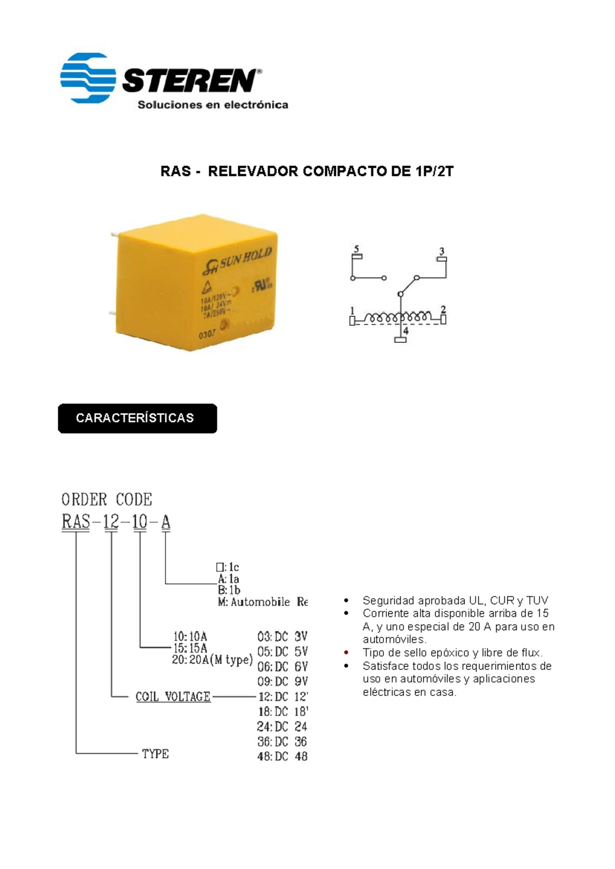 RAS - Datasheet - RAS - RELEVADOR COMPACTO DE 1P/2T CARACTERÍSTICAS ...
