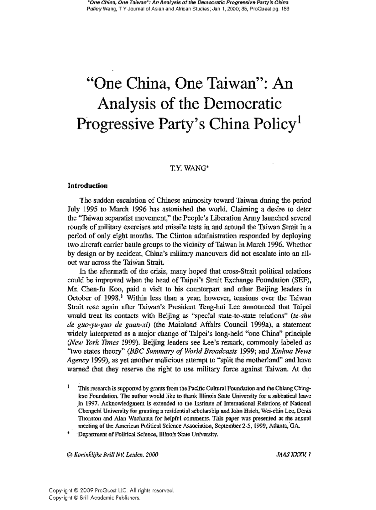 One China, One Taiwan An An - Historia del Mundo Contemporáneo - "One China, One Taiwan": - Studocu