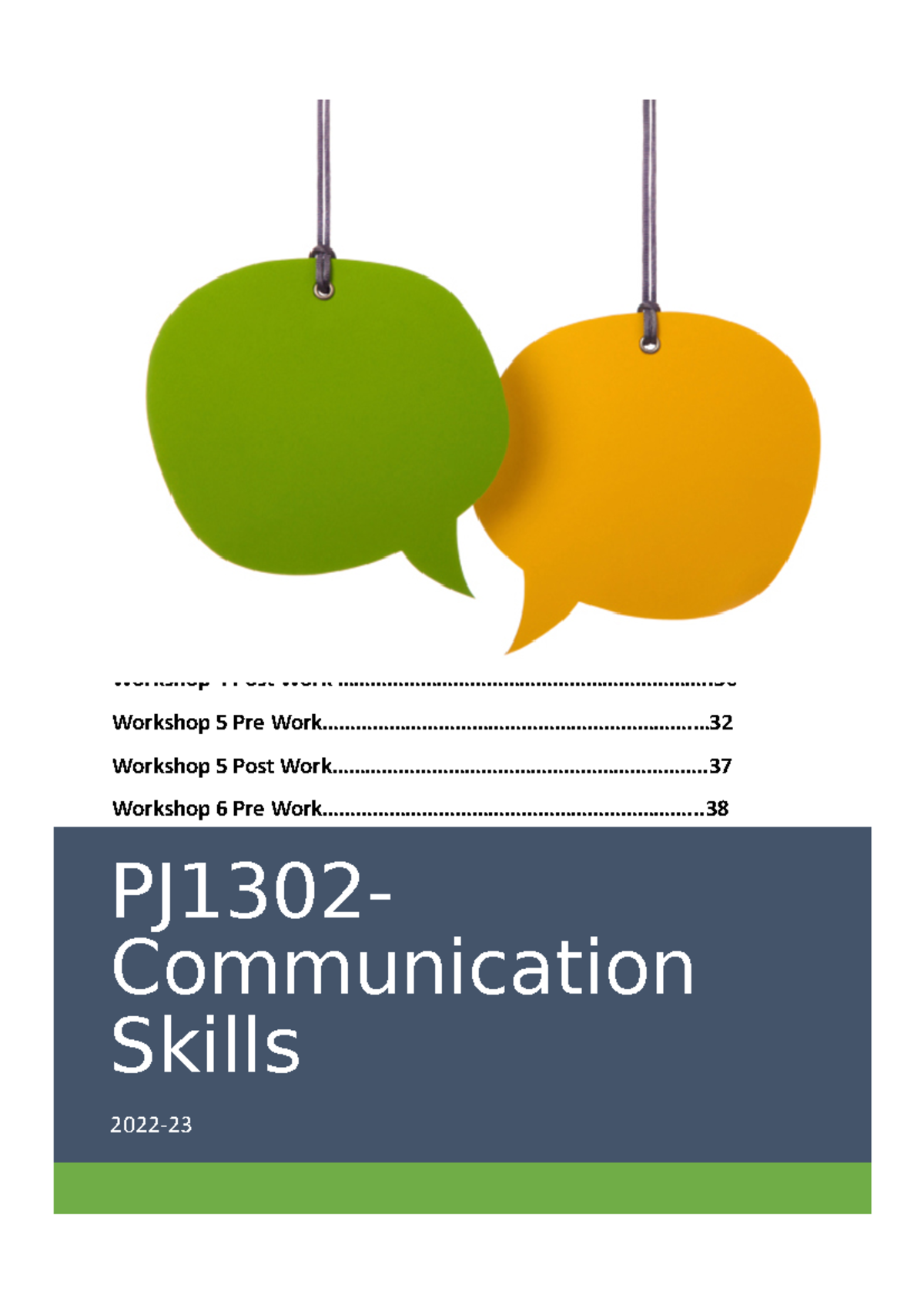 Communication Skills Student Workbook 2022-23 - Index - Studocu