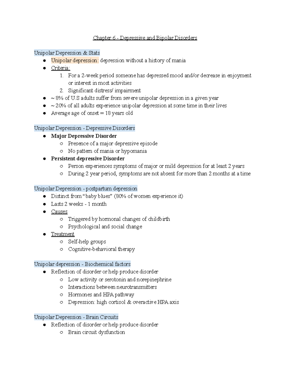 Chapter 6 - Depressive and Bipolar Disorders - Chapter 6 - Depressive ...