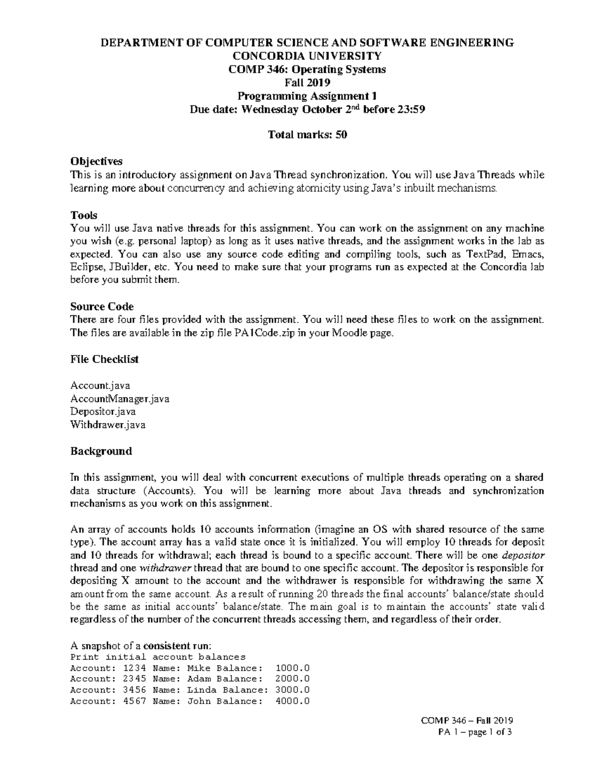 COMP346 F19 PA1 - First Prog Assignment - COMP 346 – Fall 2019 PA 1 ...