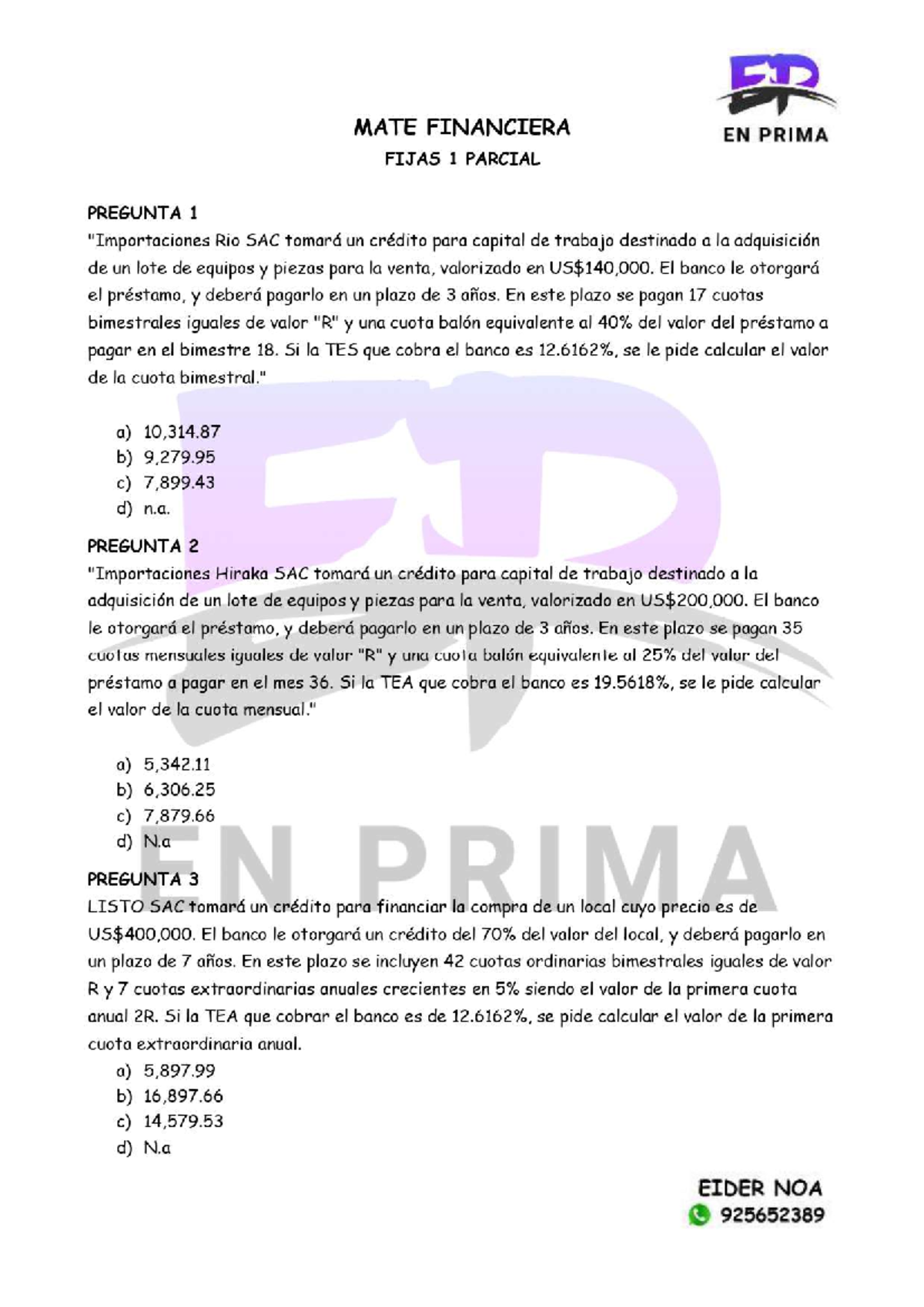 Mate Fi fijas 1 parcial 2022 - Fundamentos de las finanzas - Studocu