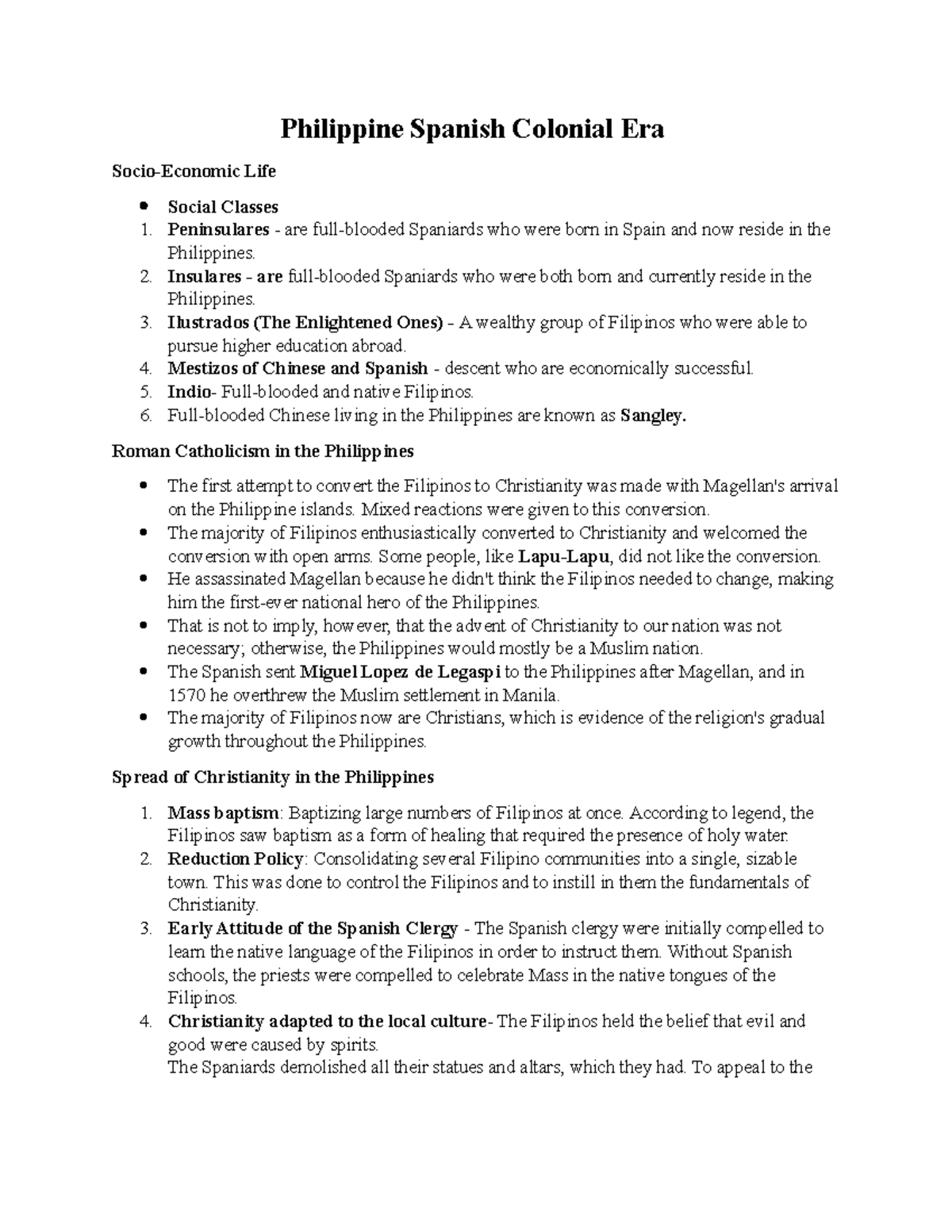 Philippine Spanish Colonial Era - Philippine Spanish Colonial Era Socio-Economic Life Social ...