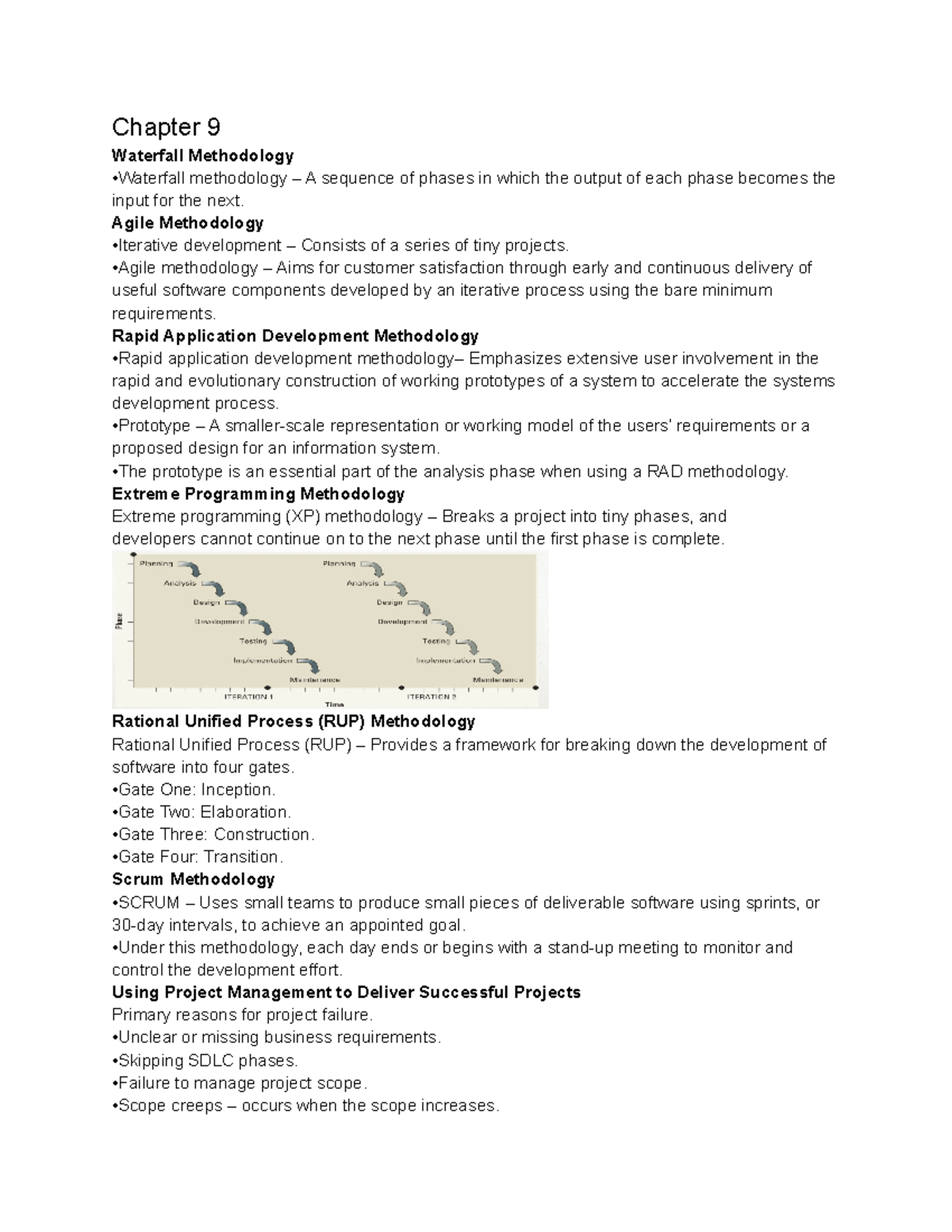 Chapter 9 - Chapter 9 Waterfall Methodology •Waterfall methodology – A ...