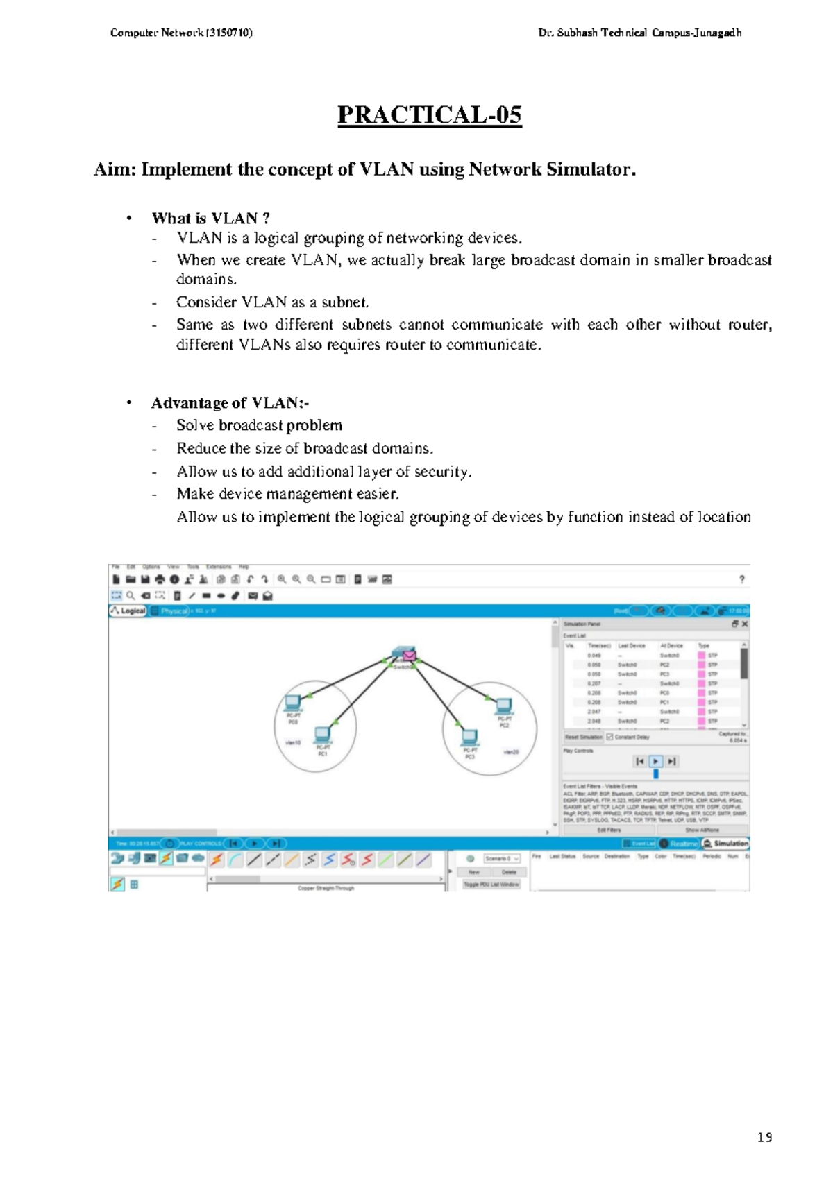 Cn pra 5-8 - PRACTICAL- Aim: Implement the concept of VLAN using ...