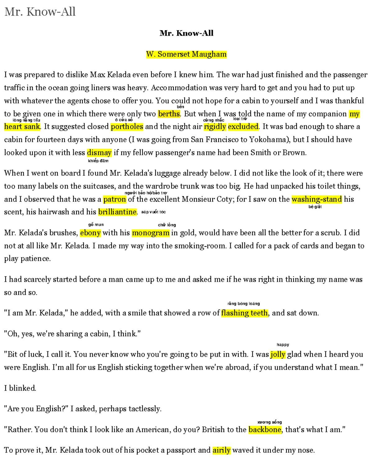 Mr. Know-All - tài liệu văn học mỹ introduction to literature - Mr. Know-All Mr. Know-All W ...