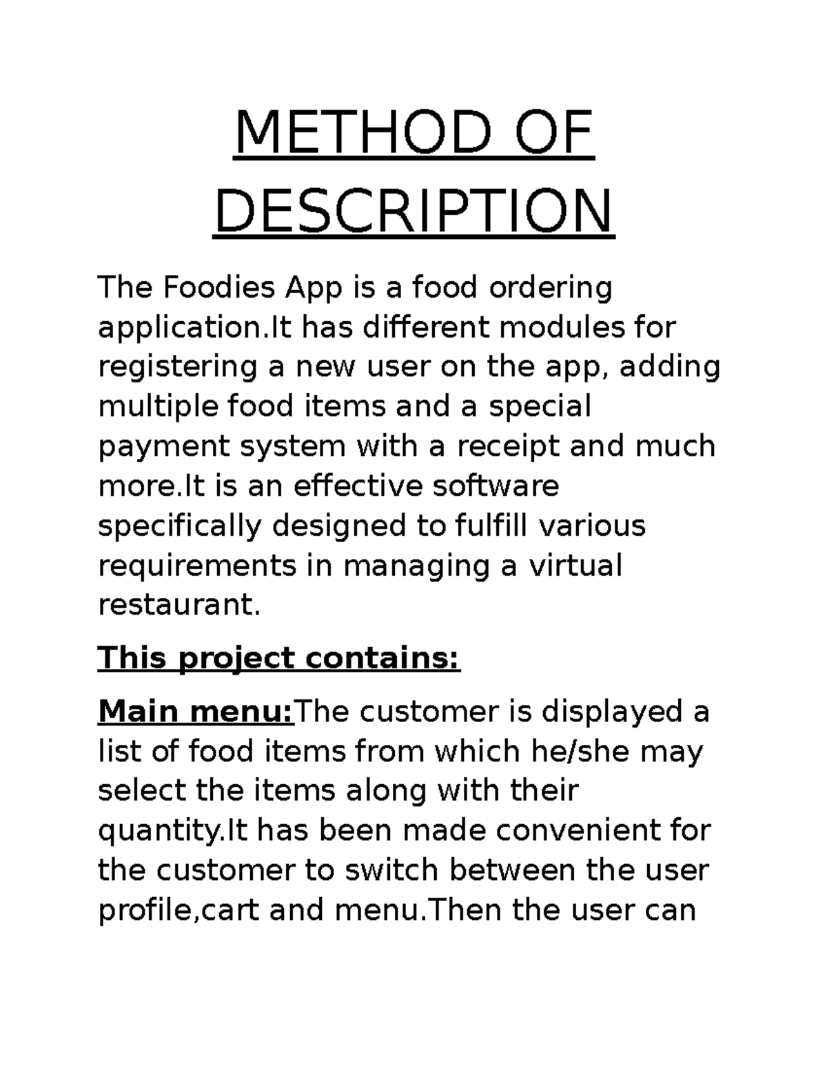 New Microsoft Word Document - METHOD OF DESCRIPTION The Foodies App is ...