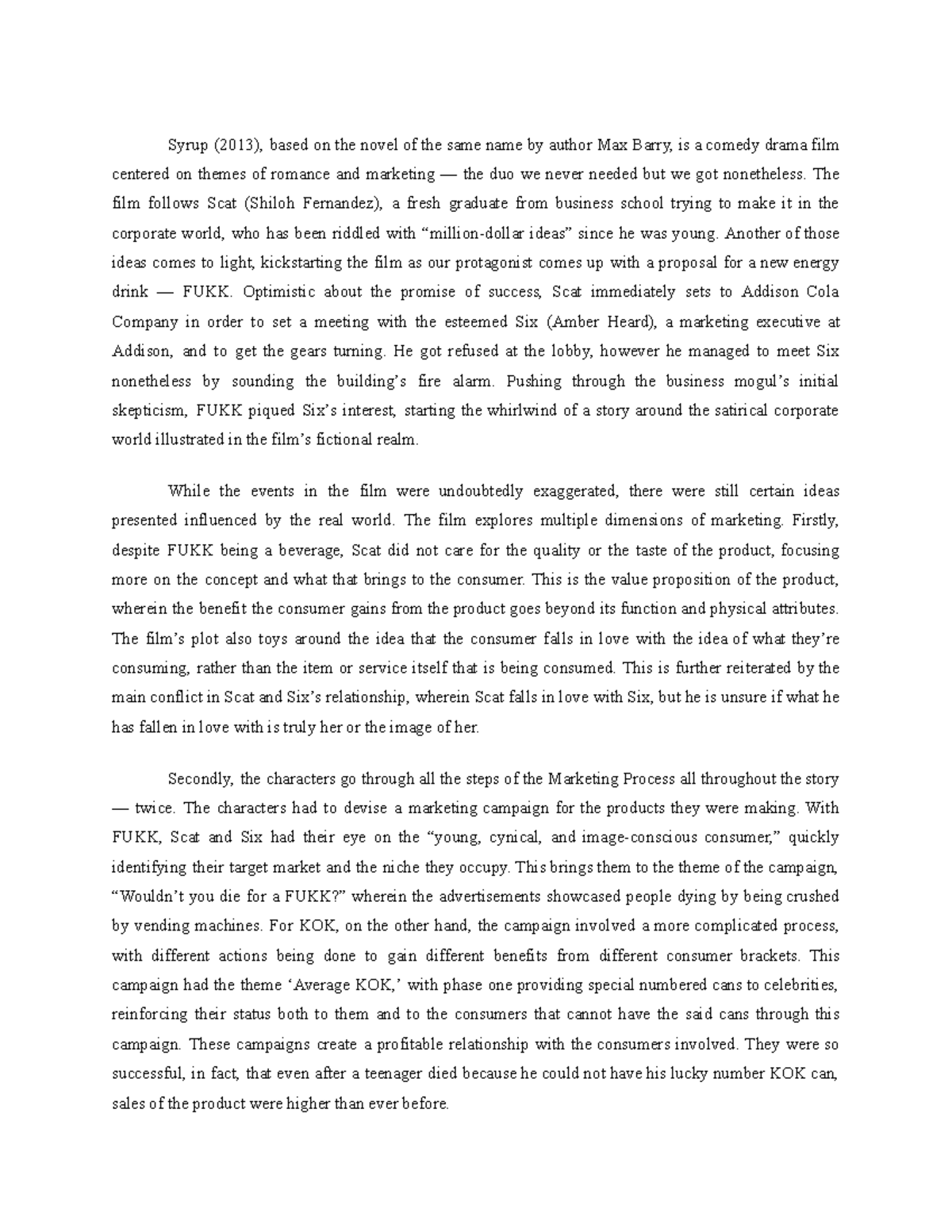 Syrup movie review - Syrup (2013), based on the novel of the same name ...