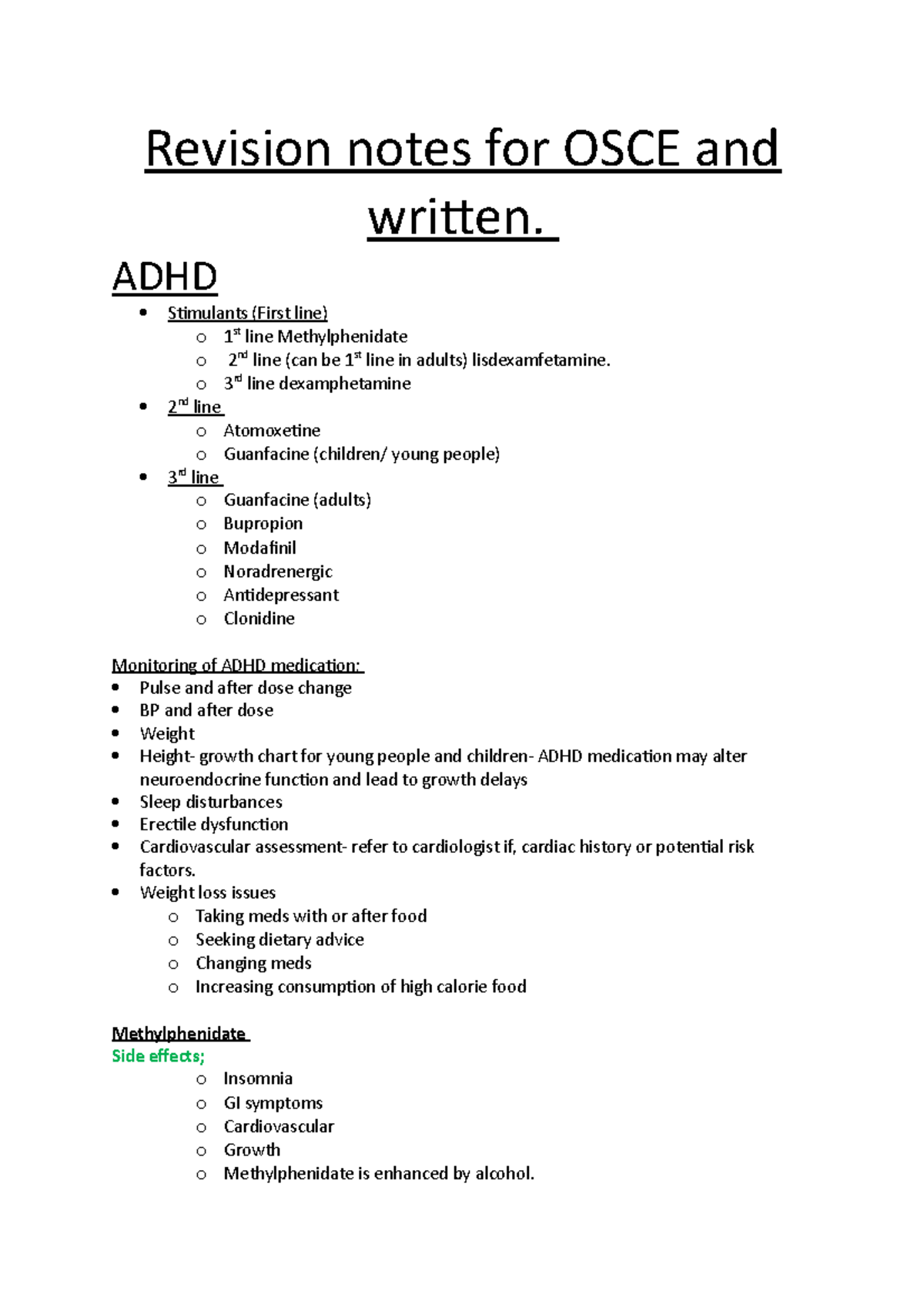 Revision notes for OSCE and written. - PHA333 - Sunderland - Studocu