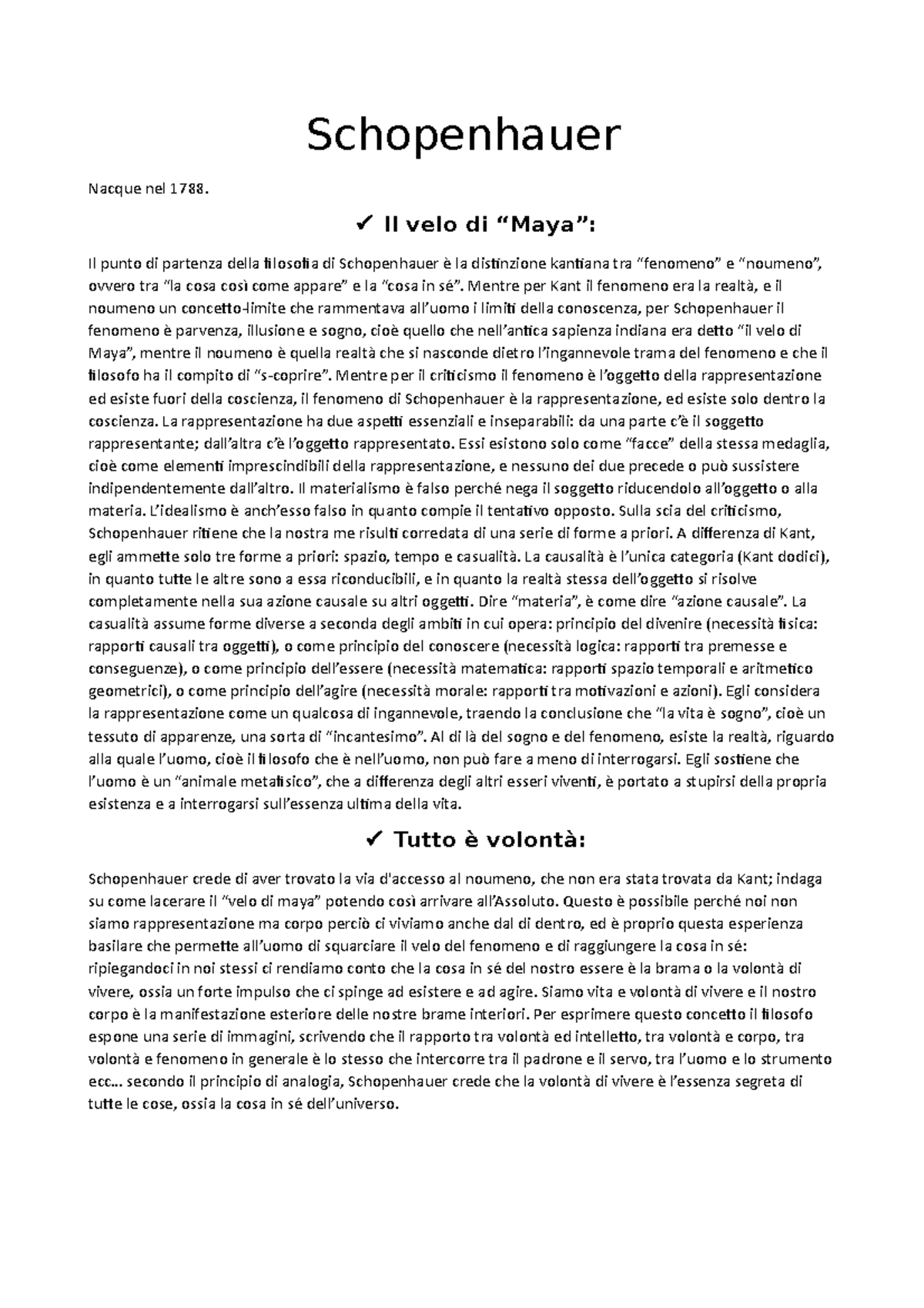 Schopenhauer - Filosofia - Schopenhauer Nacque nel 1788. Il velo di ...