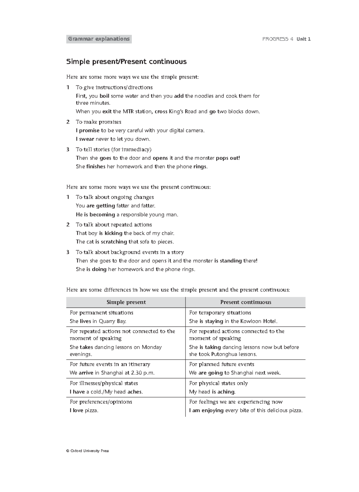 Present continuous grammar explanation and activities with answers ...