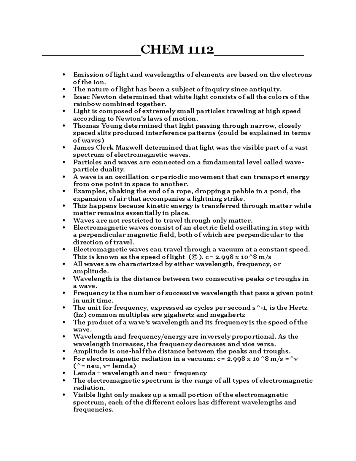 CHEM 1111 - General Basic Freshman Chemistry (CHEM 2010) with Robert ...