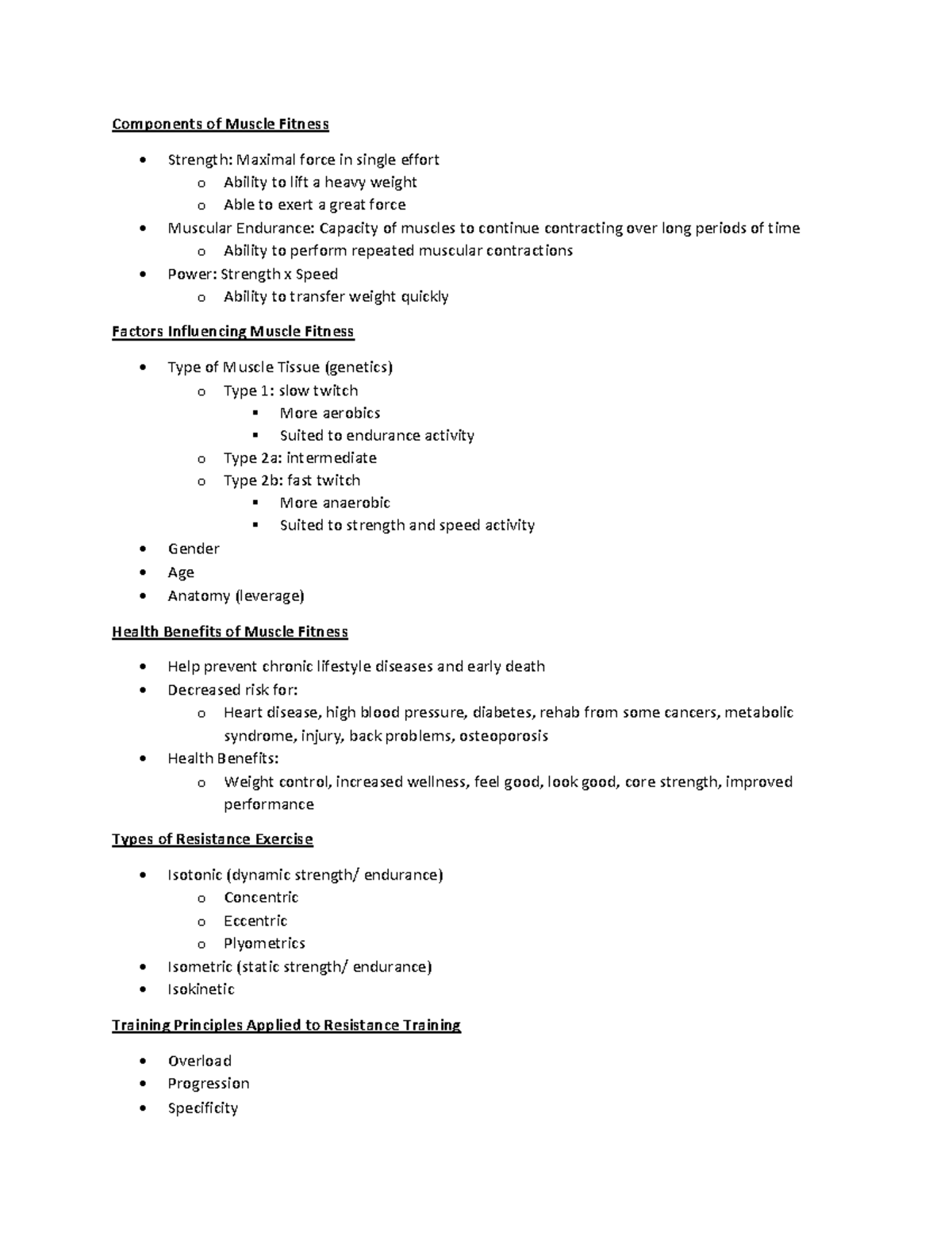 Introduction to Health Fitness and Wellness - Components of Muscle ...