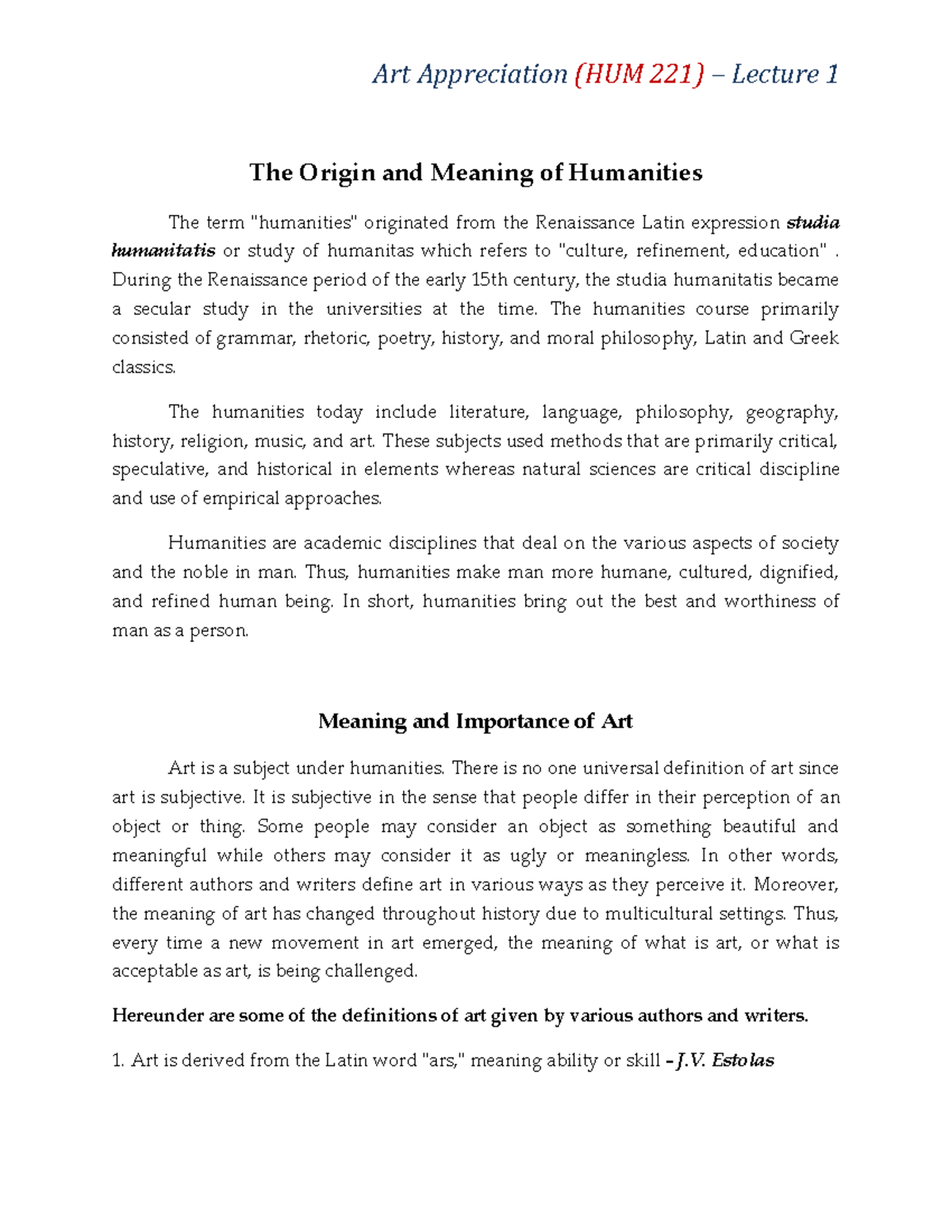 Lecture-1- Introduction-TO- Study-OF- Humanities- Assumptions-IN-ART ...