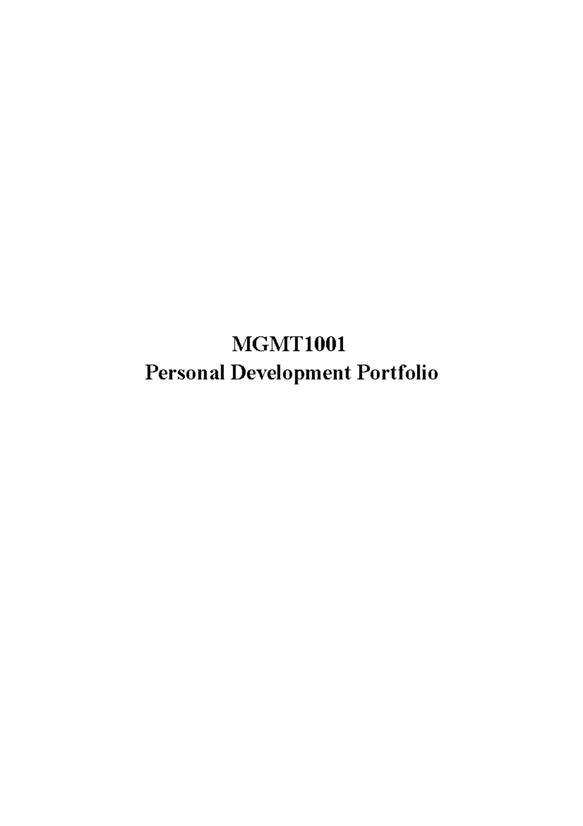 PDP - Personal Development Portfolio - MGMT Personal Development ...