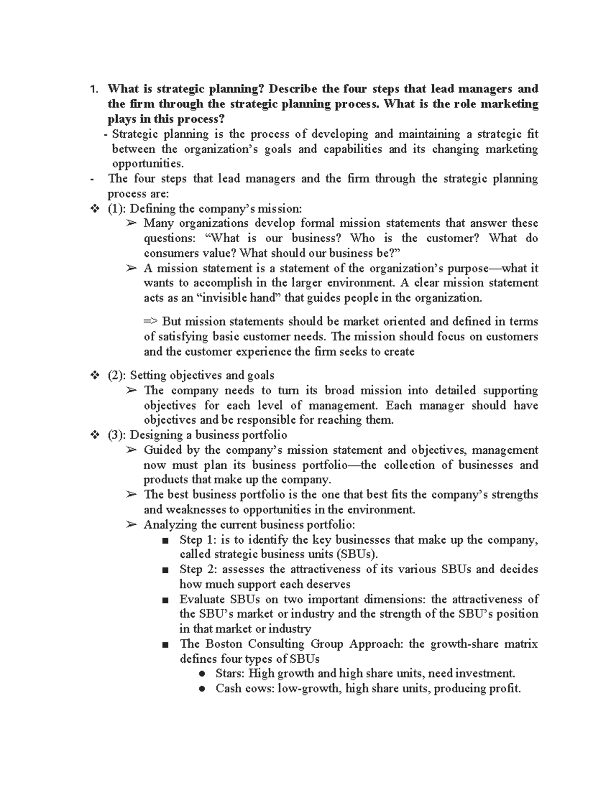 Reflection - Marketing Principle chapter 3 - 1. What is strategic ...