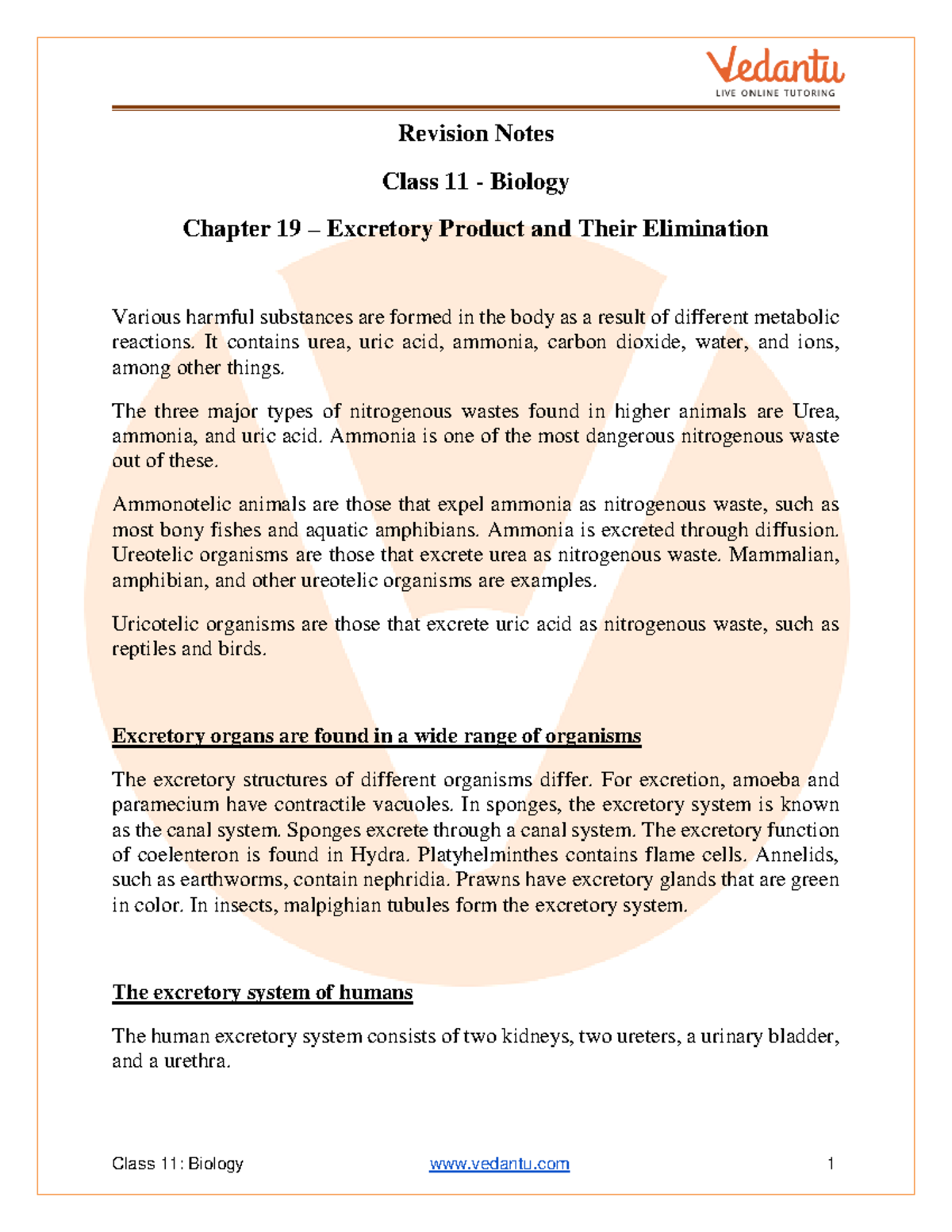 Cbse class 11 biology notes chapter 19 - Revision Notes Class 11 ...